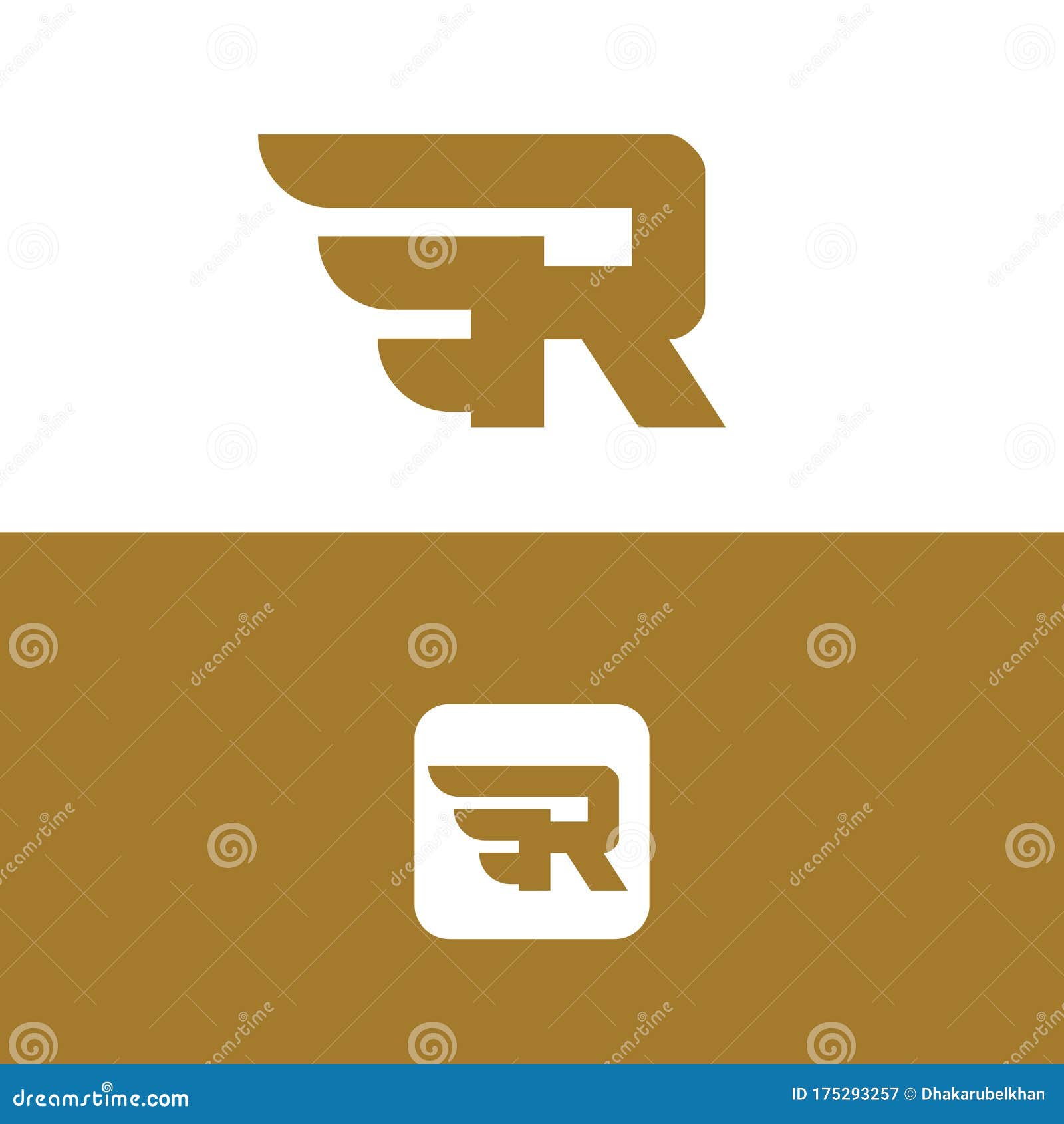 Letter R Logo with Simple Wings Design Element Vector Template Stock ...