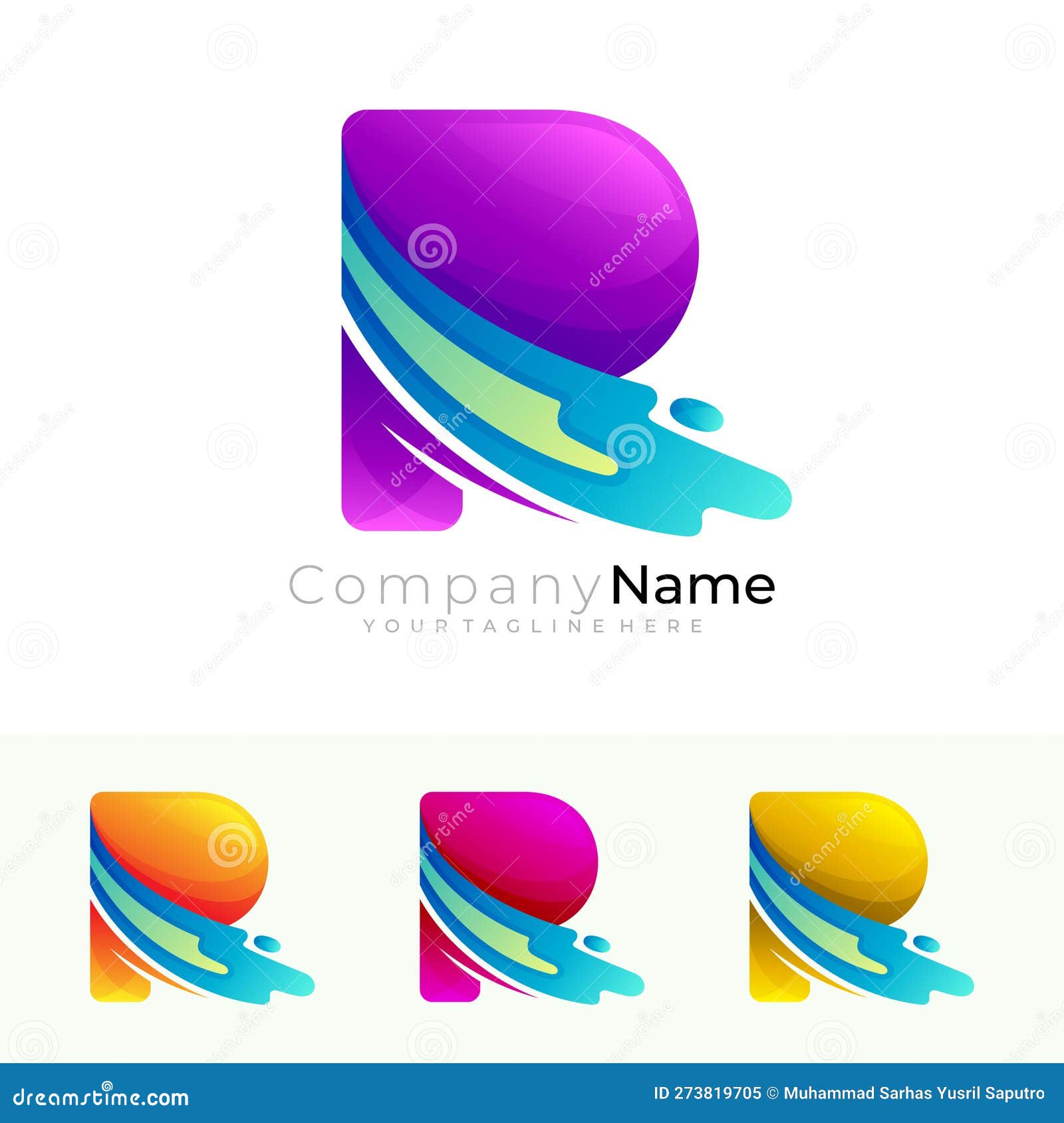 Letter R Logo and Swoosh Design Vector, Colorful Style Stock Vector ...