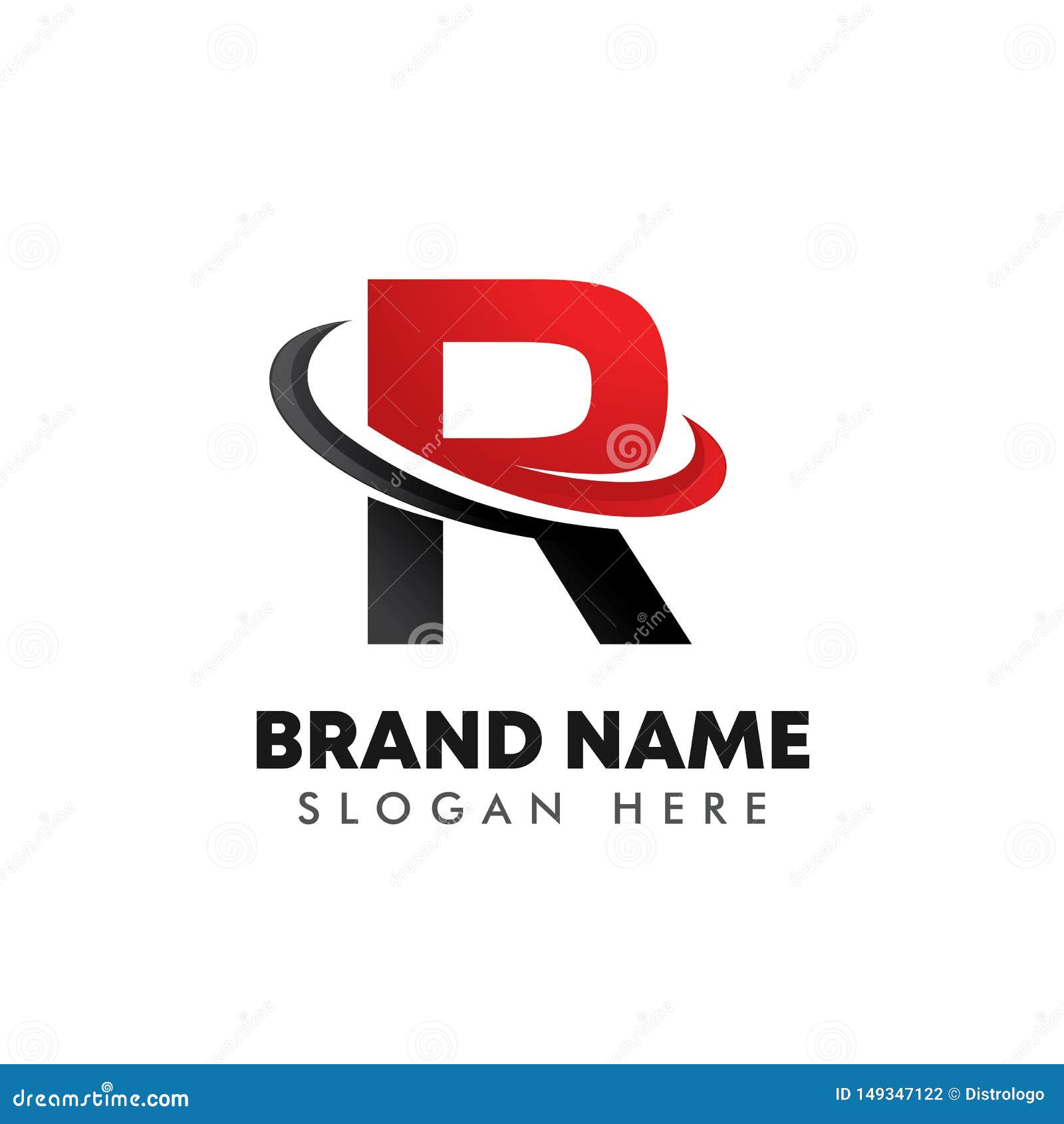 Letter R Logo Symbol with Swoosh Design Stock Vector - Illustration of ...