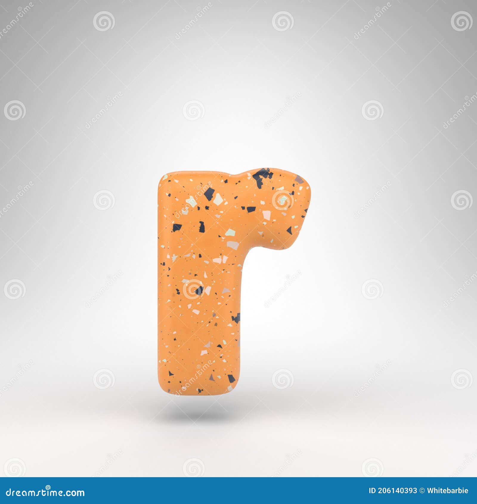 Letter R Lowercase on White Background. 3D Letter with Orange Terrazzo ...