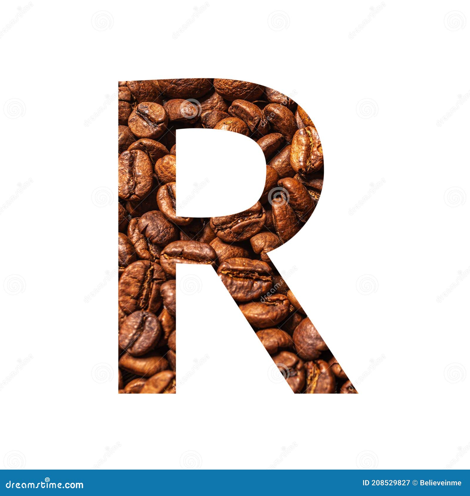 Letter R Made from Coffee Beans Isolated on White Background Stock ...