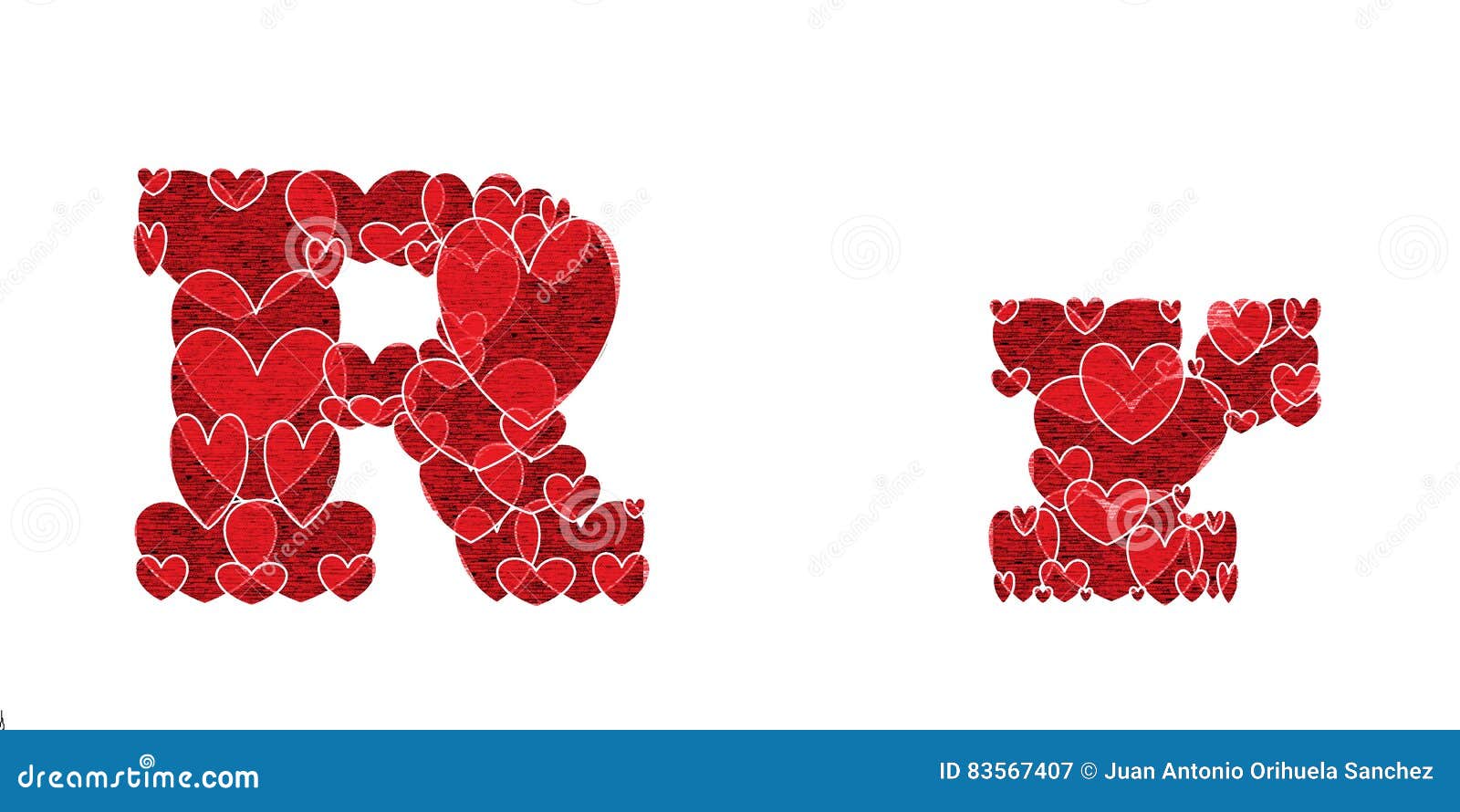 Letter R made from hearts stock illustration. Illustration of romantic ...