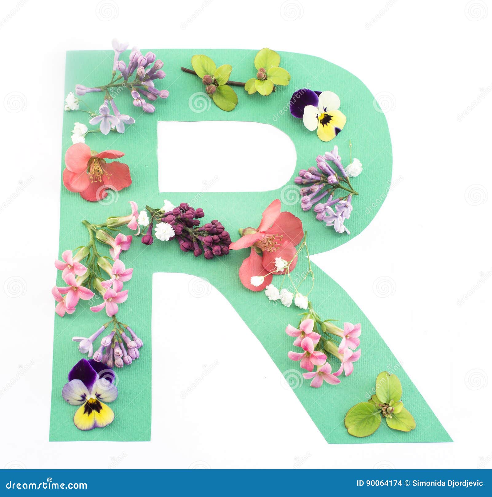 Letter R Made of Spring Flowers and Paper Stock Photo - Image of leaf ...