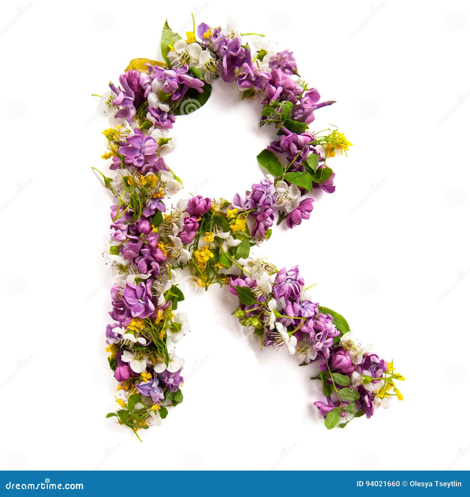 The Letter Â«RÂ» Made of Various Natural Small Flowers. Stock Photo ...
