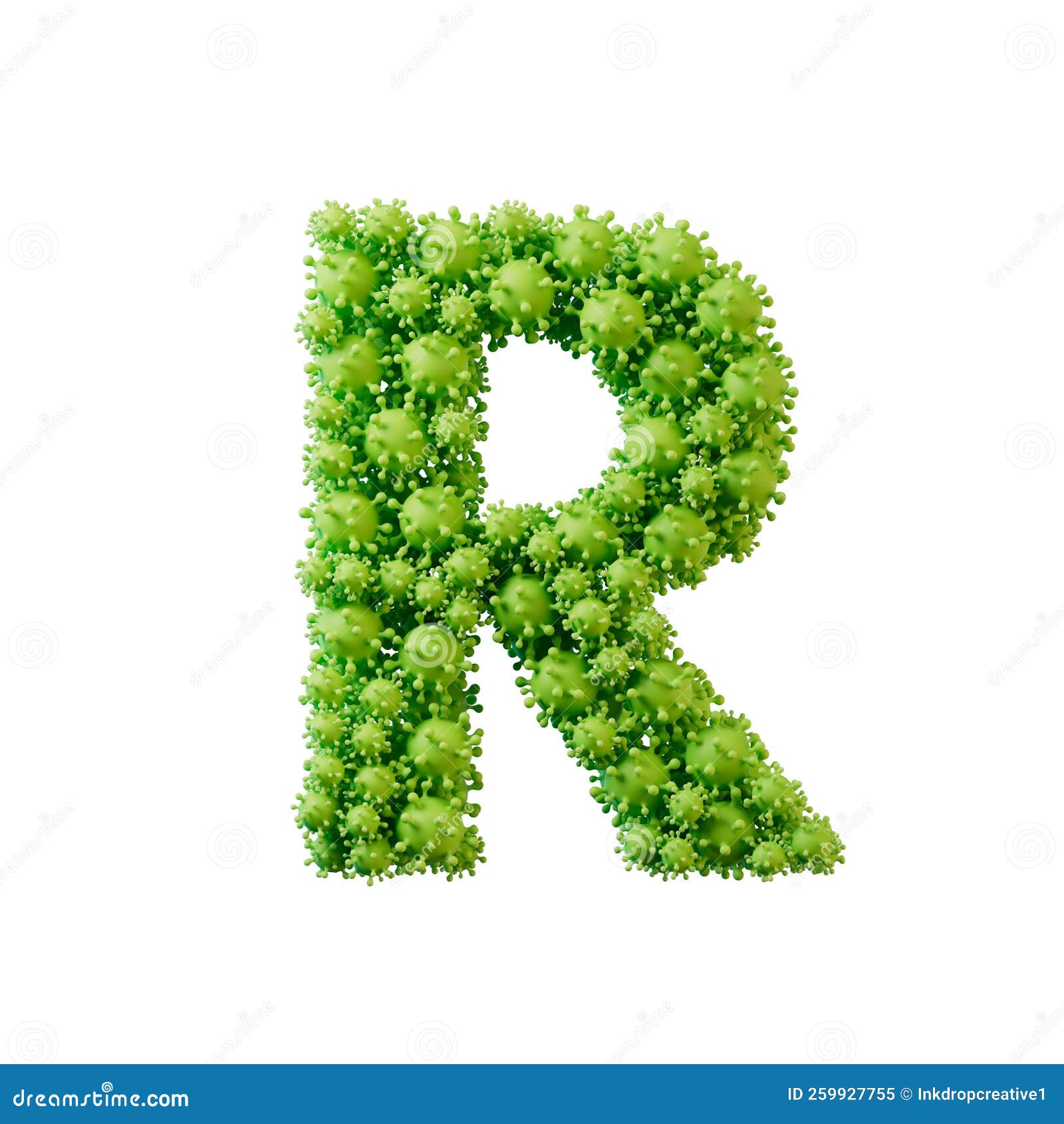 Letter R Made from a Virus Flu and Germ Molecule. 3D Rendering Stock ...