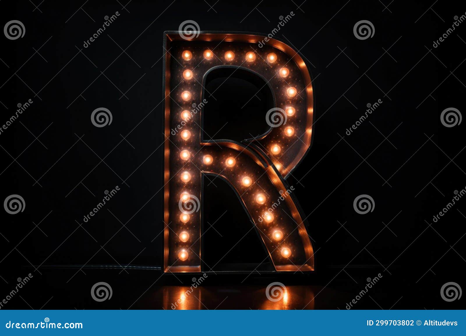 Letter R, Marquee Lights Style, on Black Background Stock Photo - Image ...