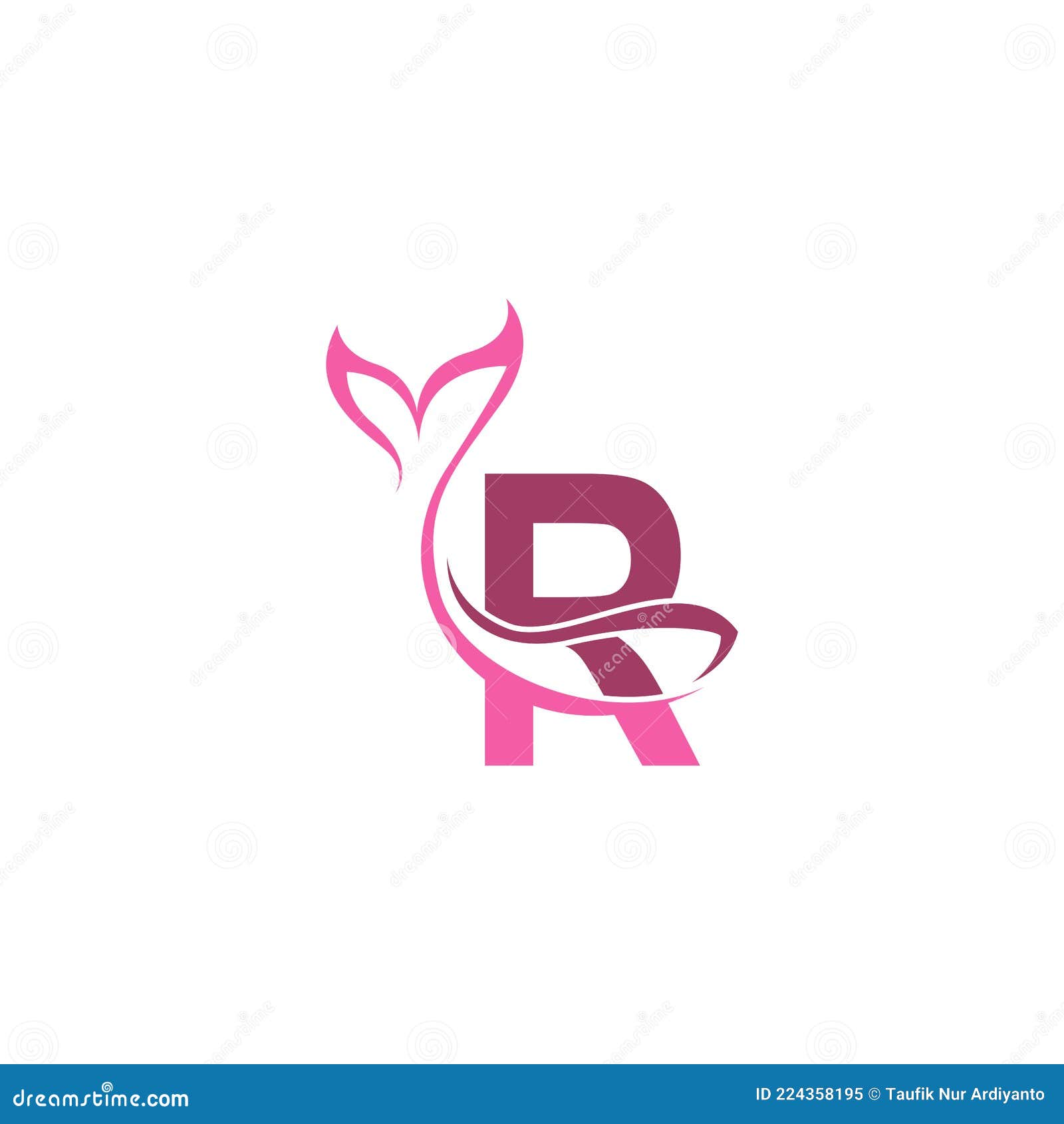 Letter R with Mermaid Tail Icon Logo Design Template Stock Vector ...