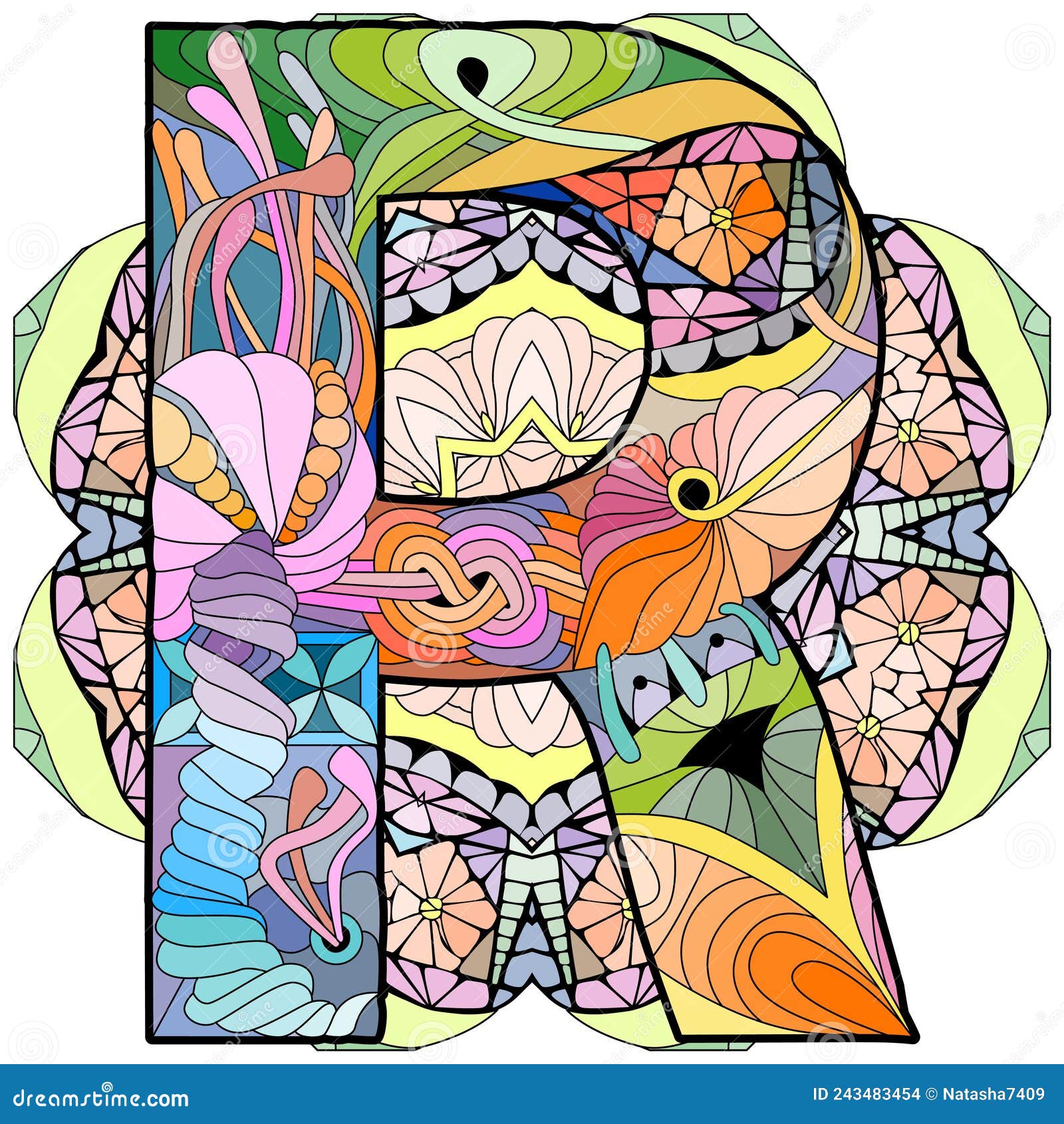 Letter R Monogram, Engraving Design on Mandala. Vector Illustration ...