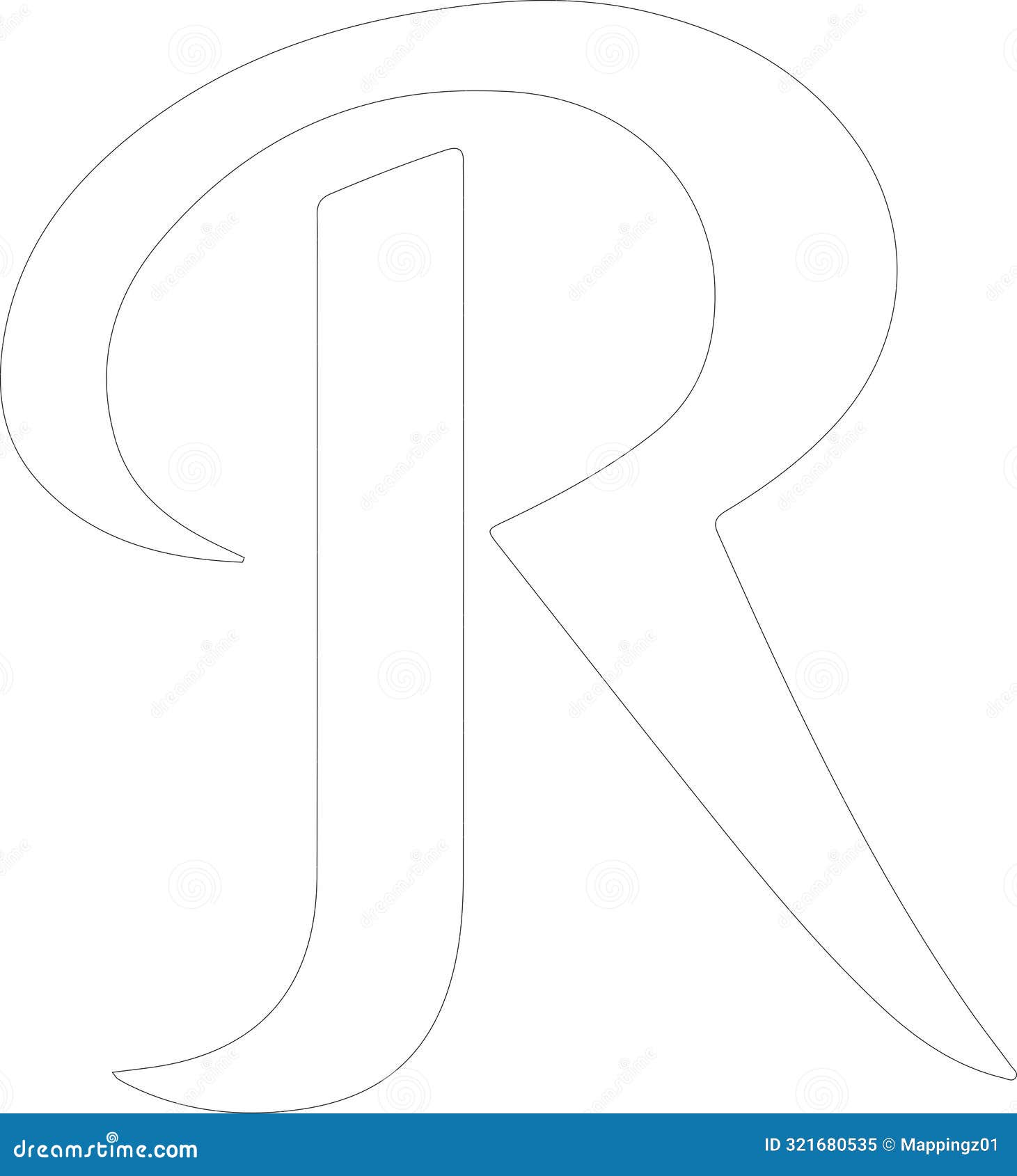 Letter R Outline Silhouette Generative Ai Stock Vector - Illustration ...