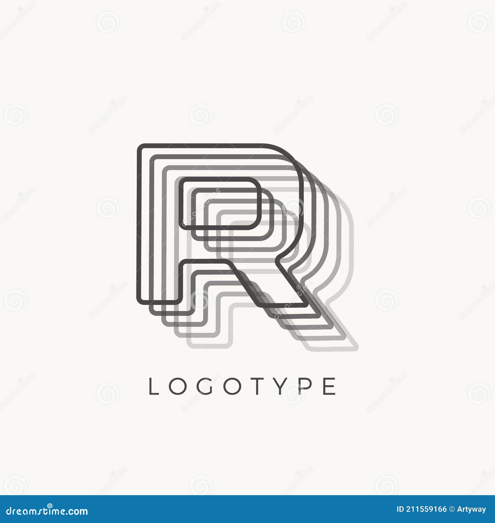 Letter R of Outline Stripes, Blend Effect Letter for Monogram and Logo ...