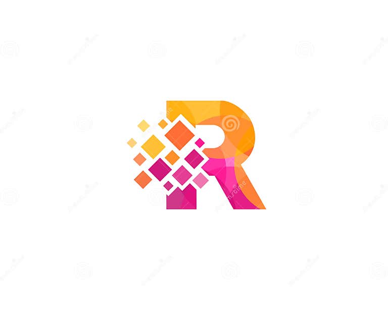 Letter R Pixel Icon Logo Design Element Stock Vector - Illustration of ...