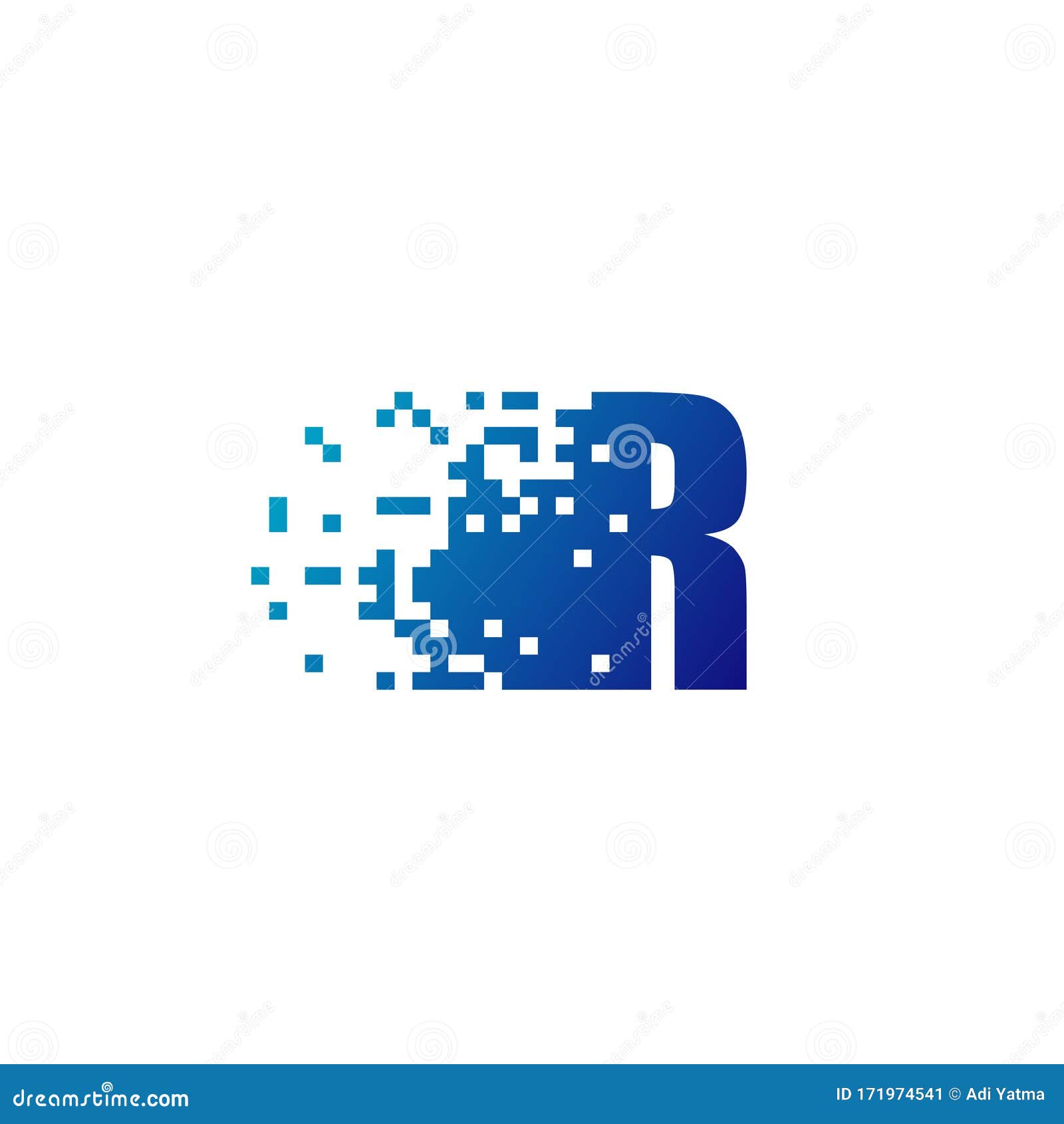 Letter R Logo with Pixel Symbol Stock Vector - Illustration of concept ...