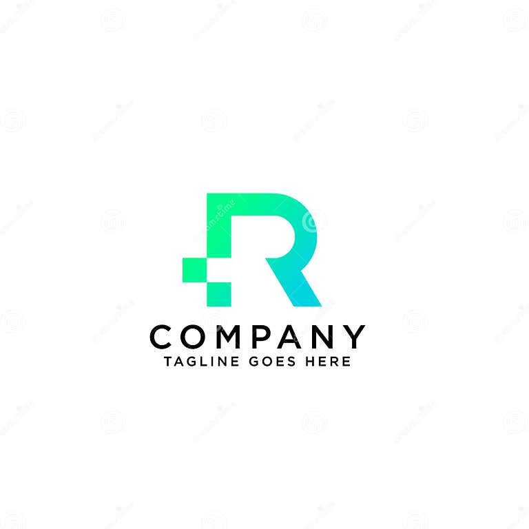 Letter R Pixel Technology Logo Stock Illustration - Illustration of ...