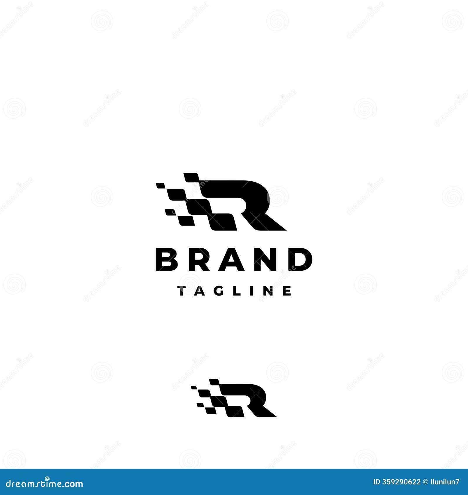 Letter R with Racing Flag Accent Logo Design Stock Vector ...