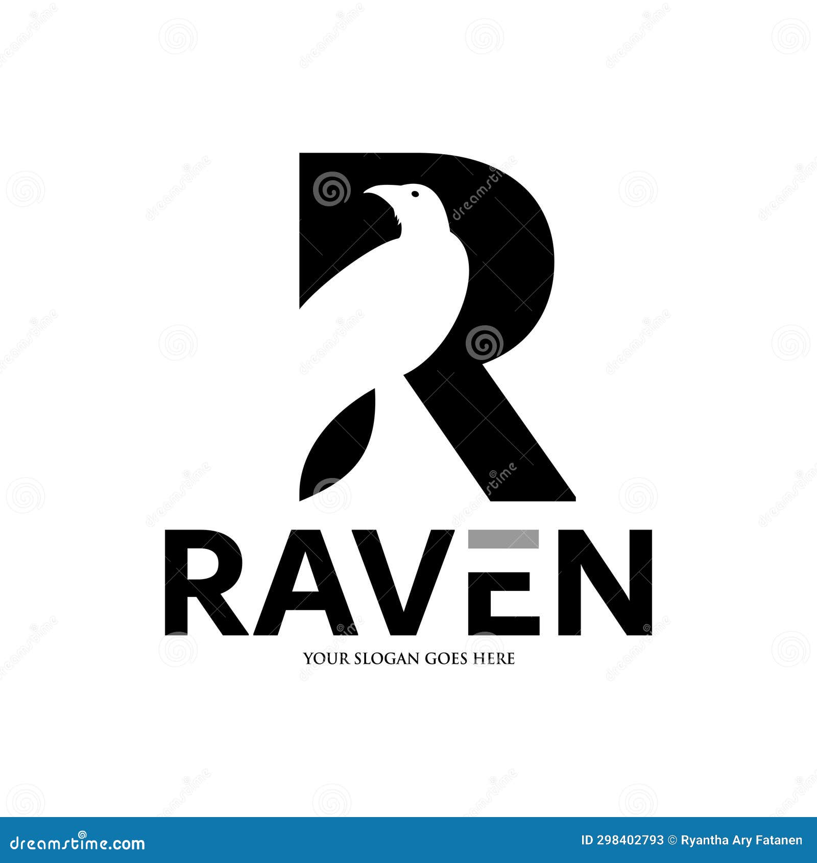 Letter R Raven Logo Design stock illustration. Illustration of animals ...
