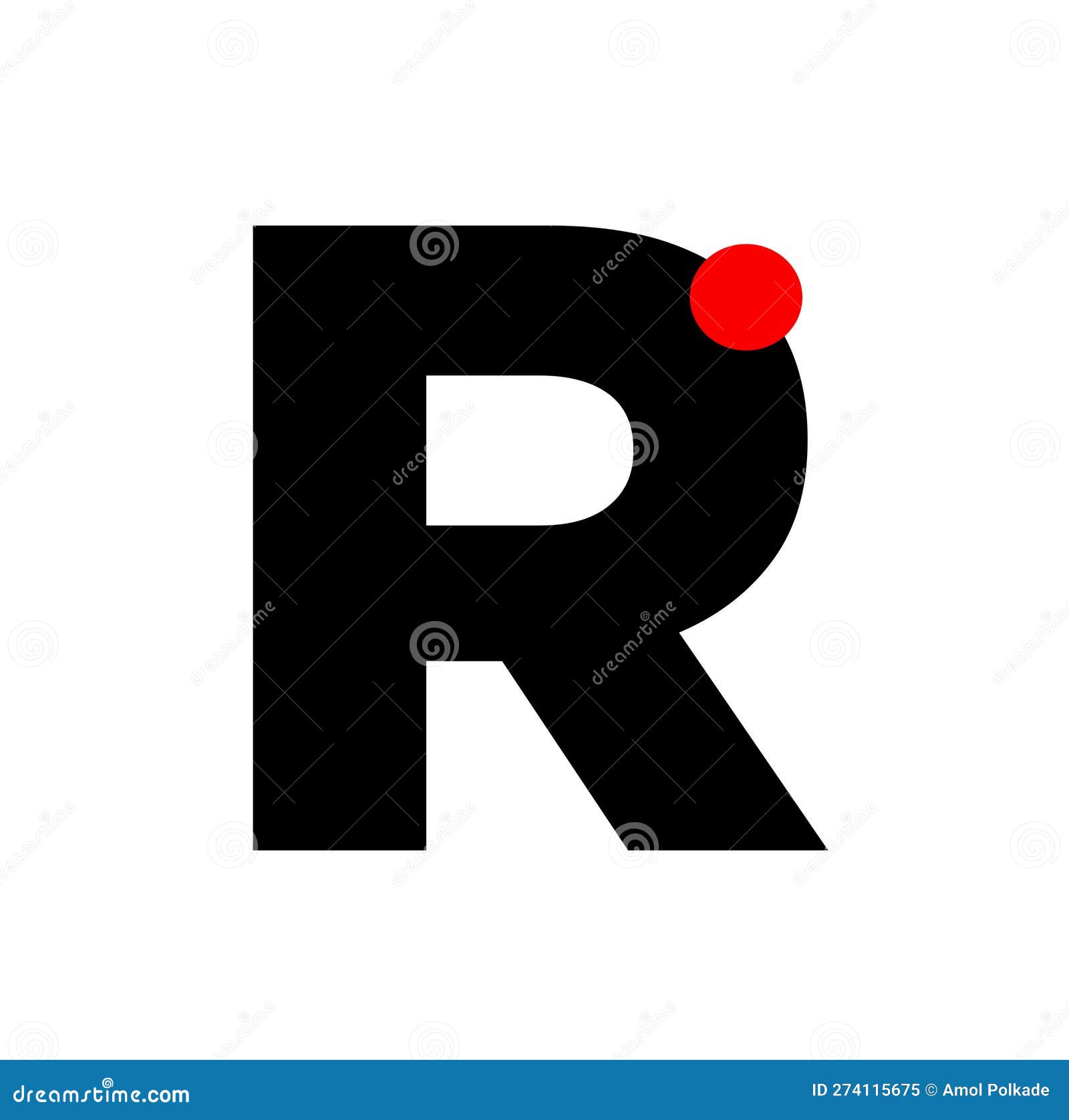Letter R with a Red Dot. R Company Monogram Stock Vector - Illustration ...