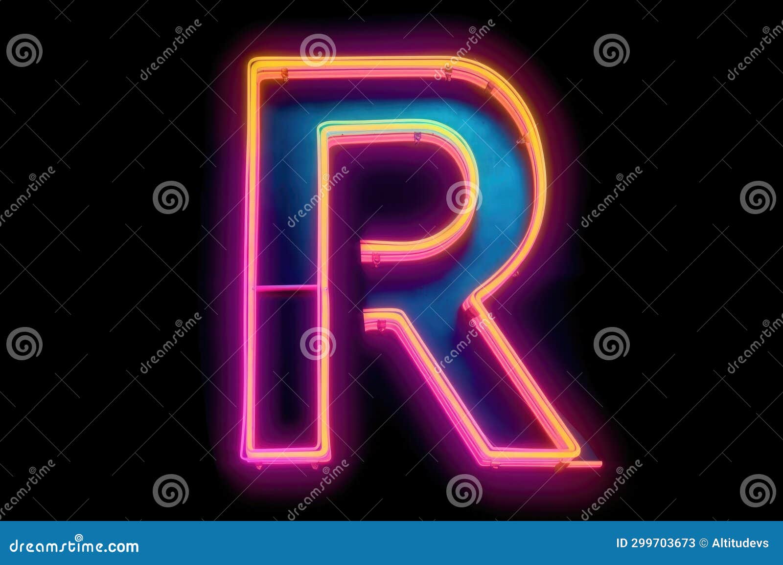 Letter R, Retro 80s Neon Style, on White Background Stock Image - Image ...
