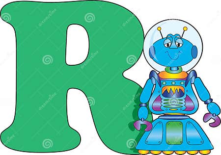 Letter R with a Robot stock vector. Illustration of font - 13152478