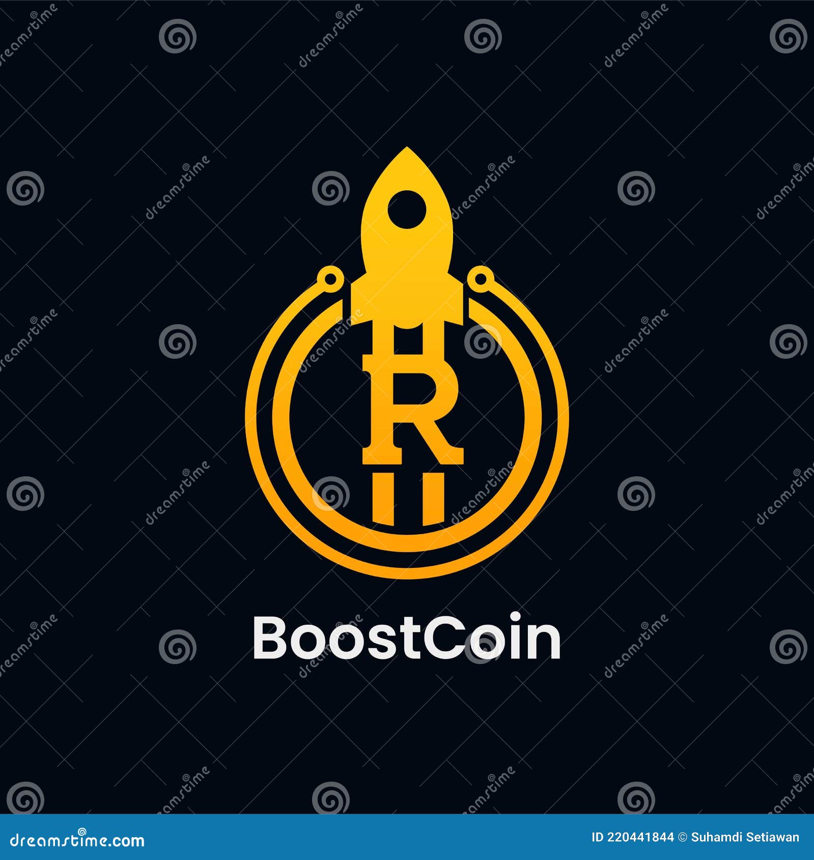 Letter R Rocket Boost Coin Logo Design Stock Vector - Illustration of ...