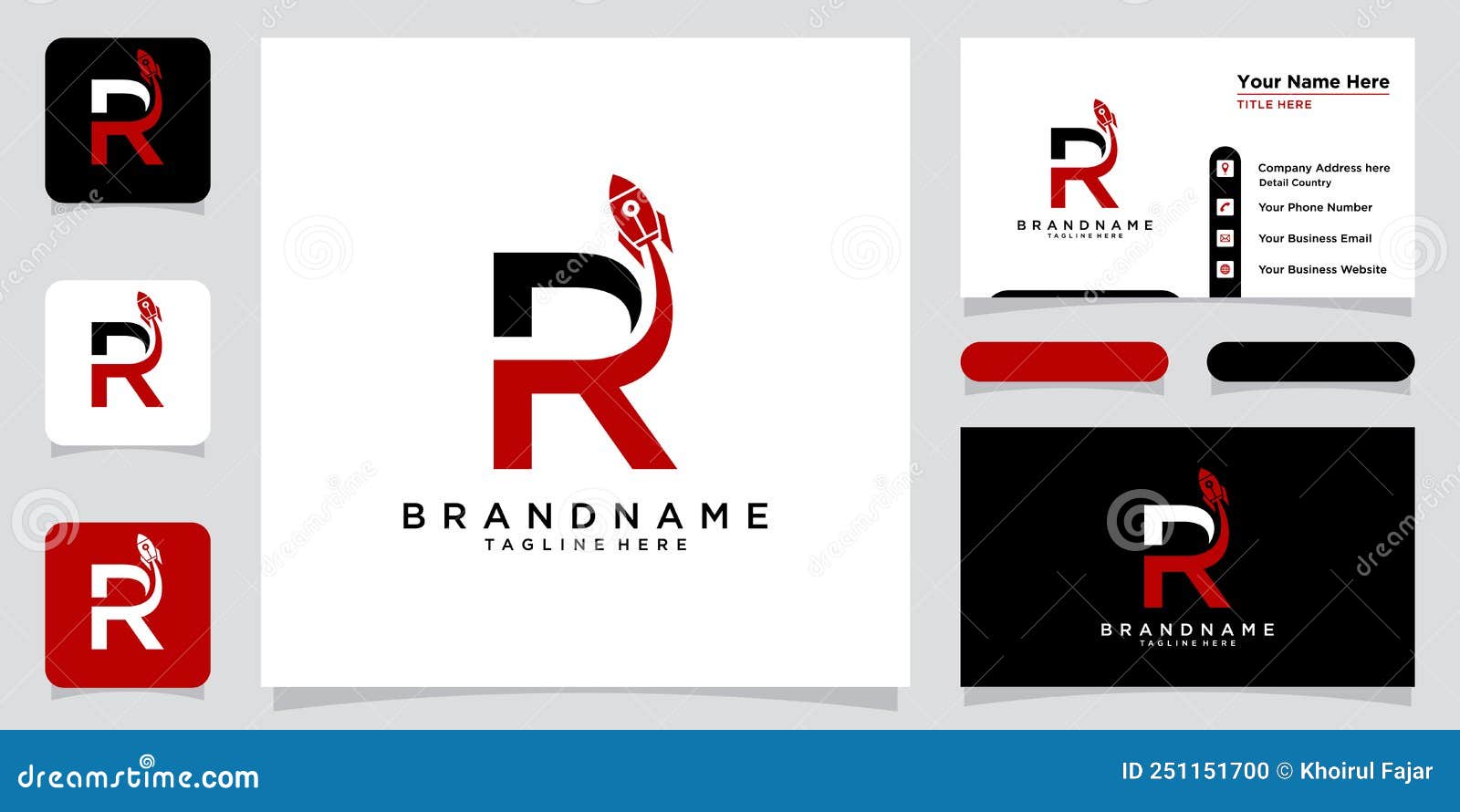 Letter R Rocket Logo Icon Vector Design Template Stock Vector ...