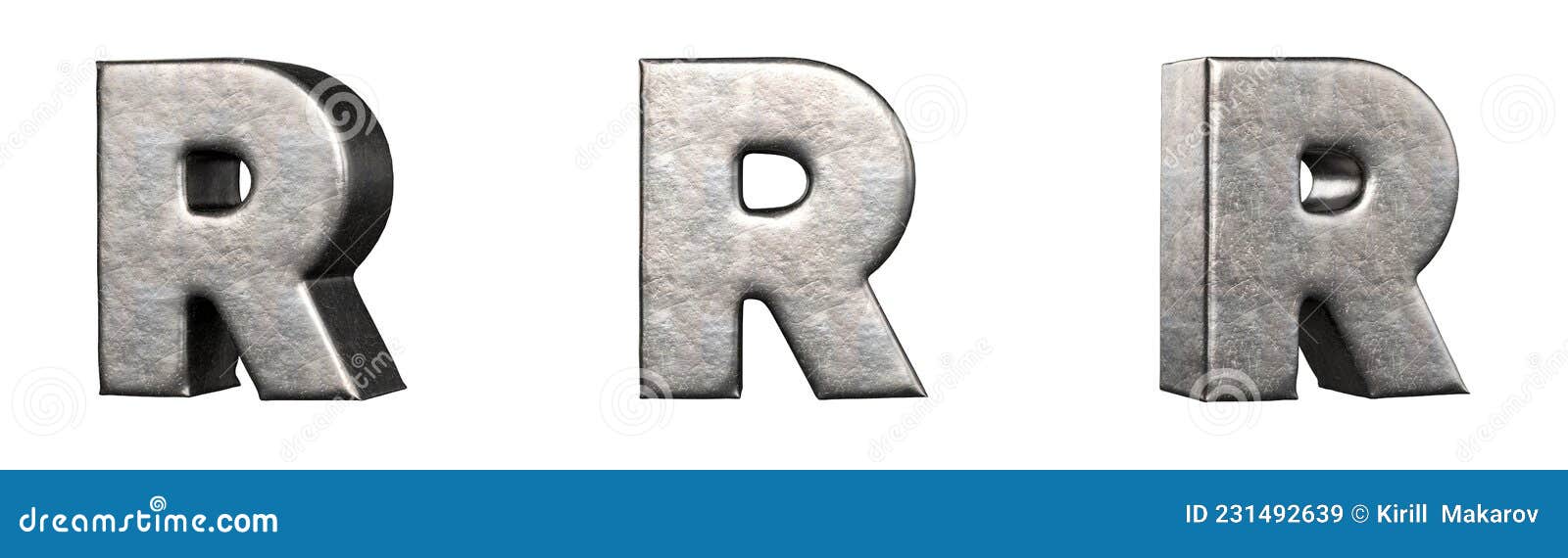 Letter R from a Scratched Iron Letters Collection. Isolated Stock ...