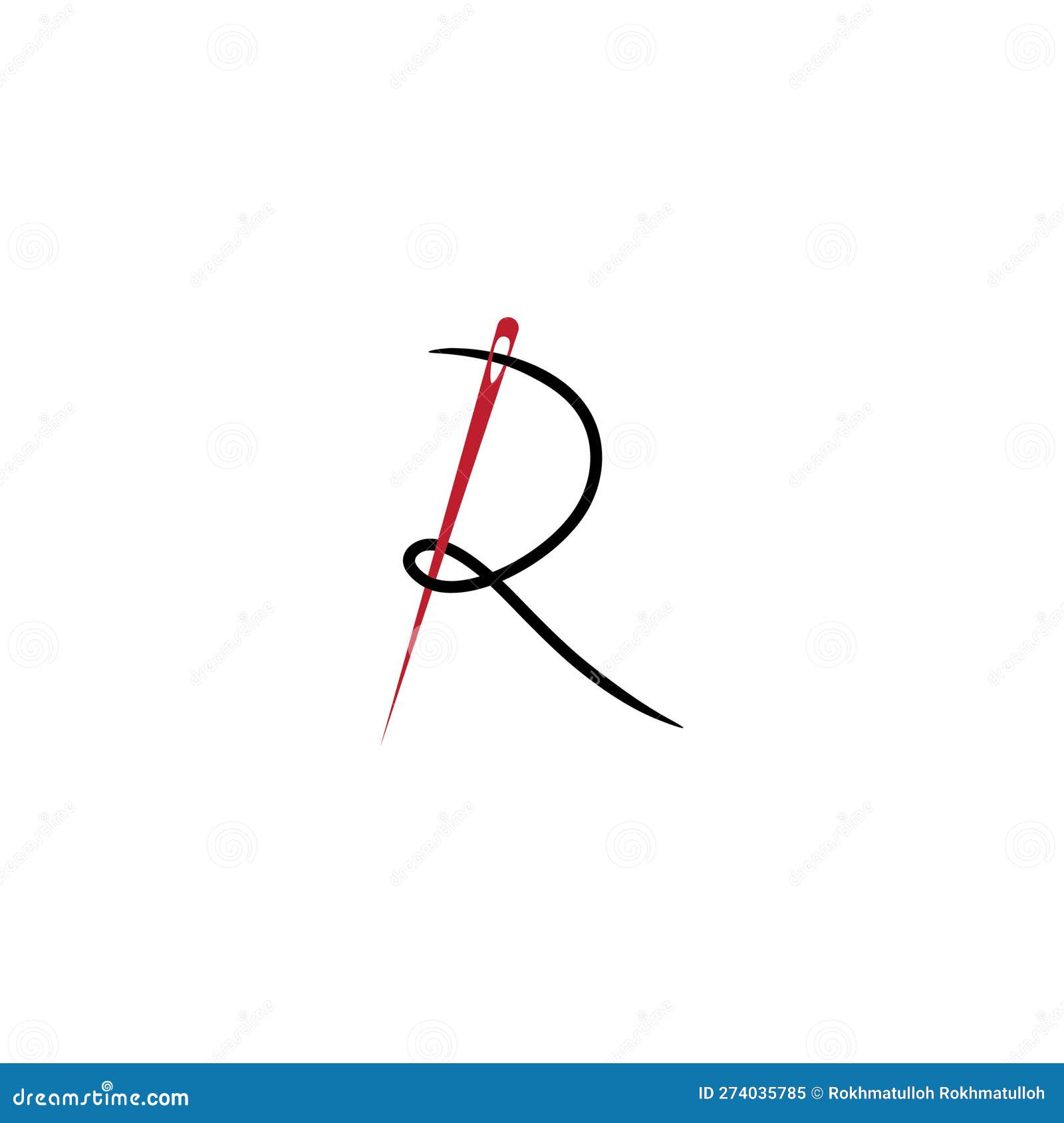 Letter R Sewing Needle Logo Design Art Vector Line Illustration Stock ...