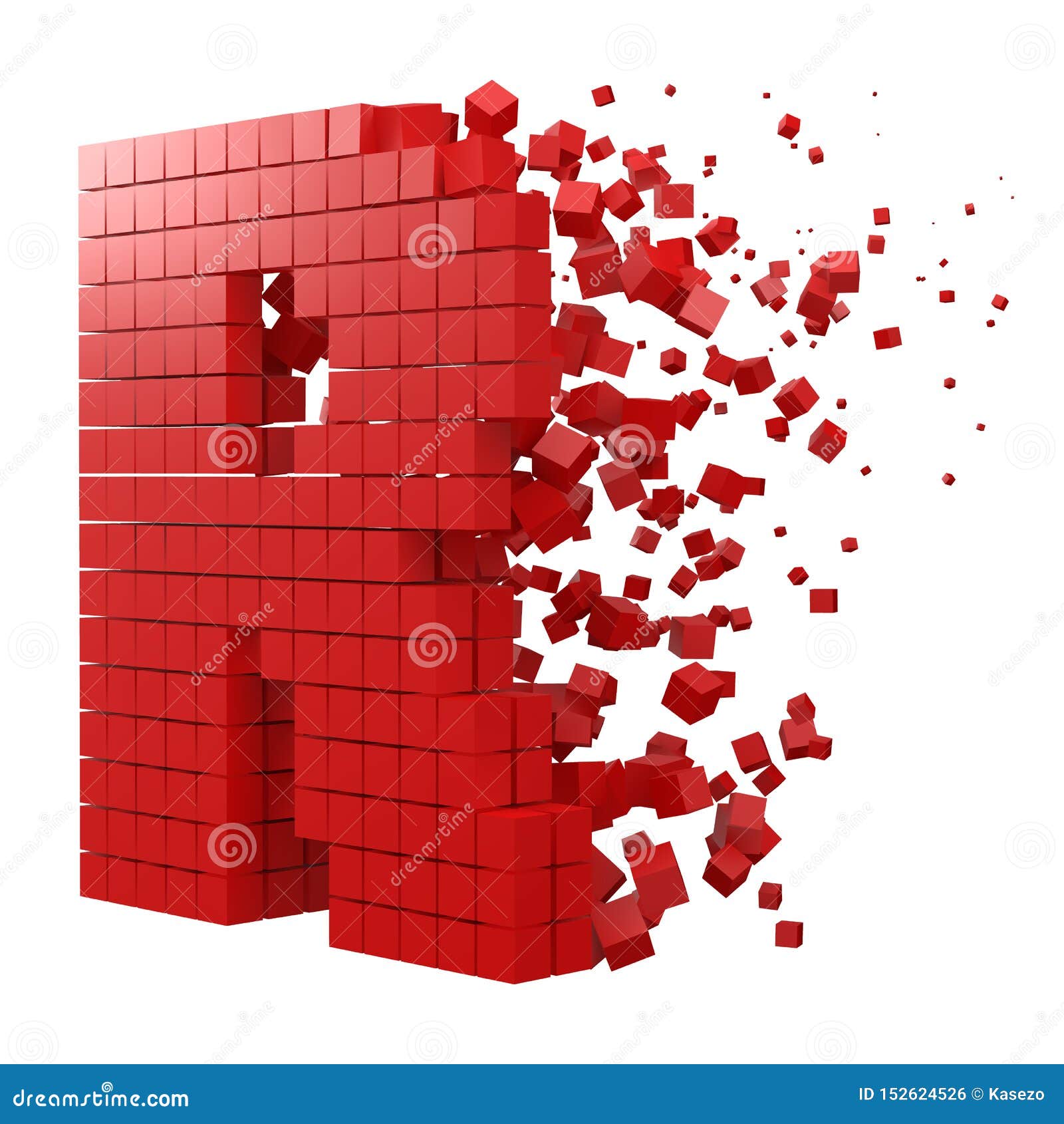 Letter R Shaped Data Block. Version with Red Cubes Stock Vector ...