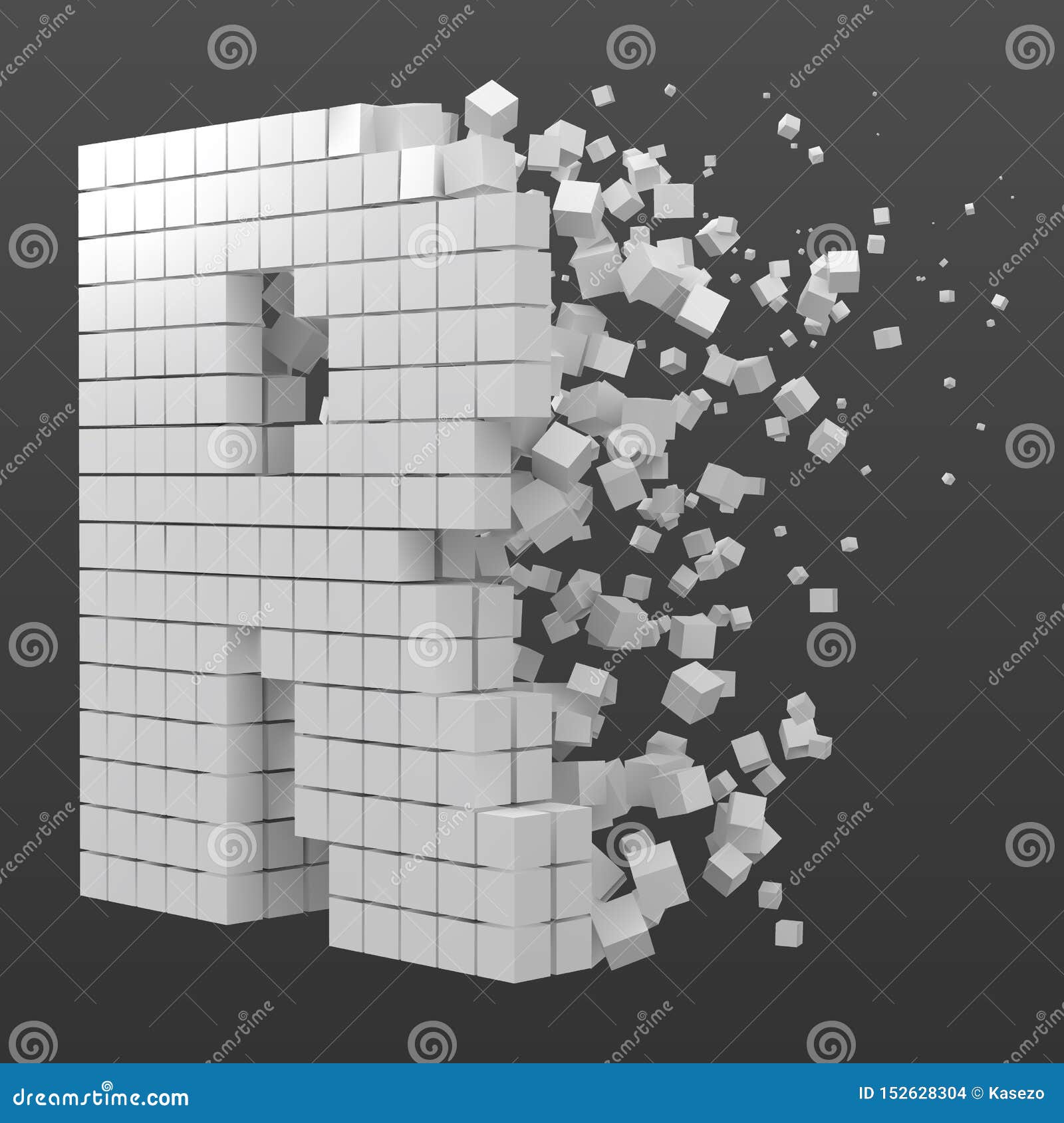 Letter R Shaped Data Block. Version with White Cubes Stock Vector ...