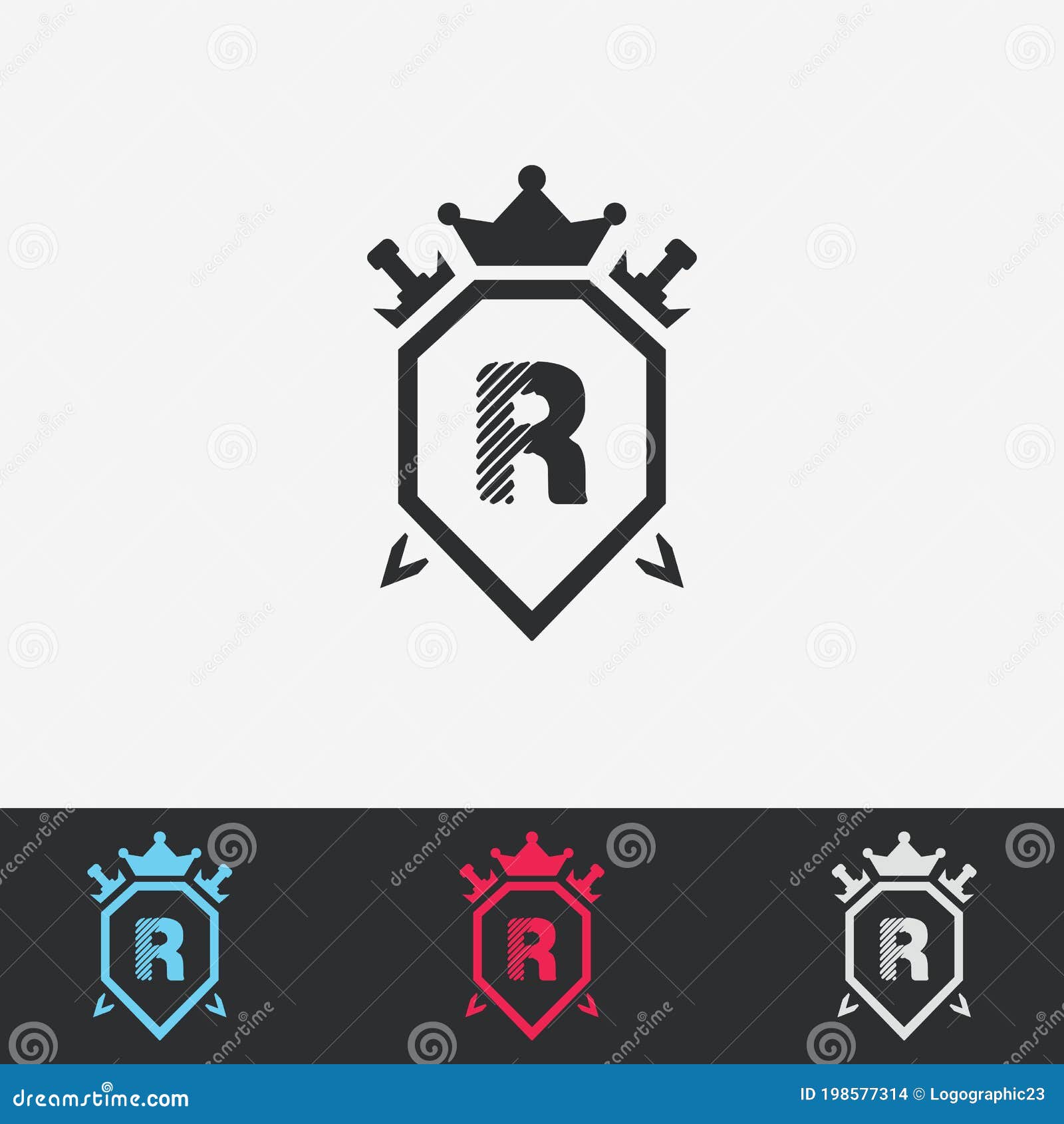 Letter R Shield, Sword, Crown -abstract Logo - Vector Design Stock ...