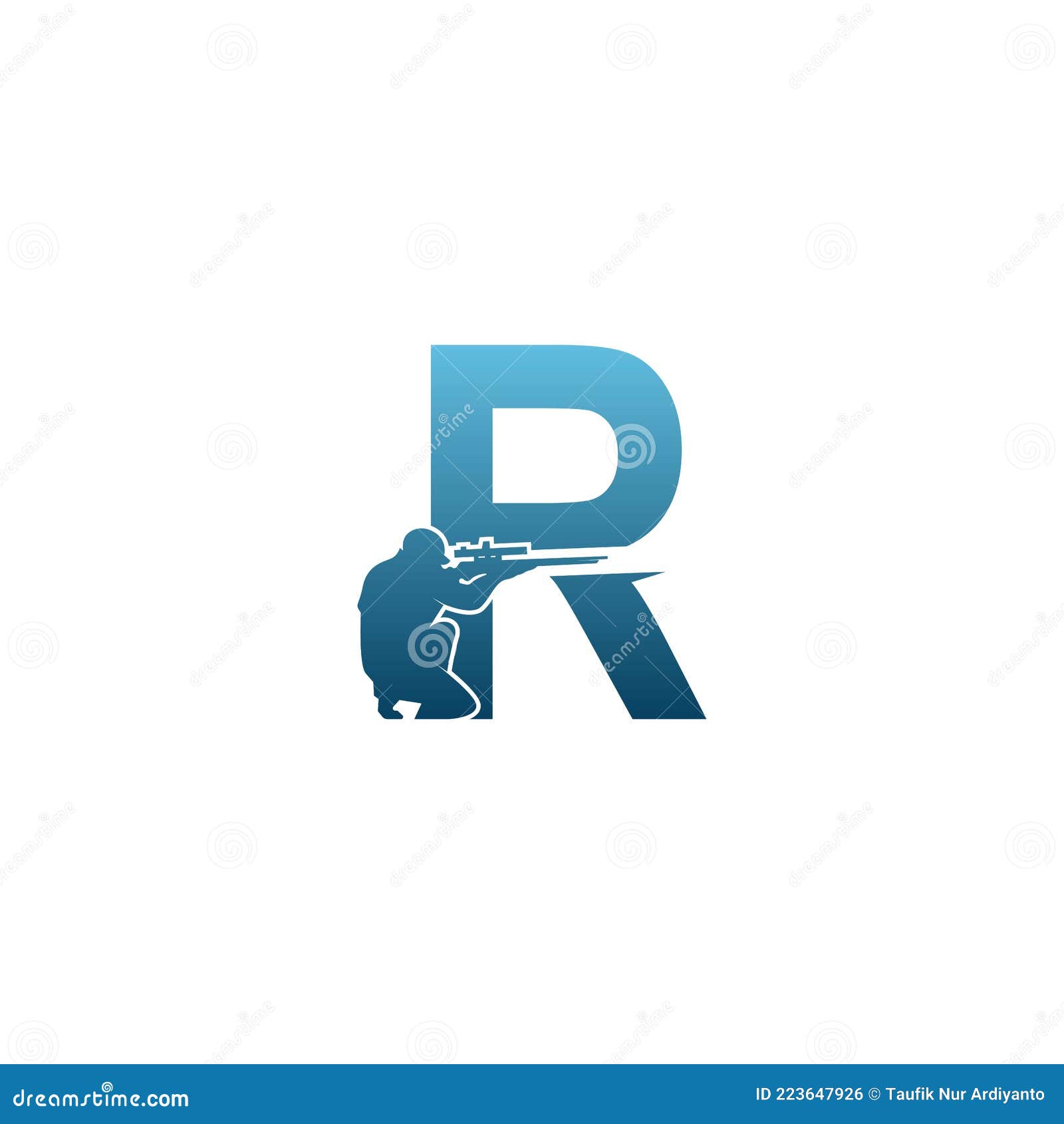 Letter R with Sniper Icon Logo Design Concept Template Stock Vector ...