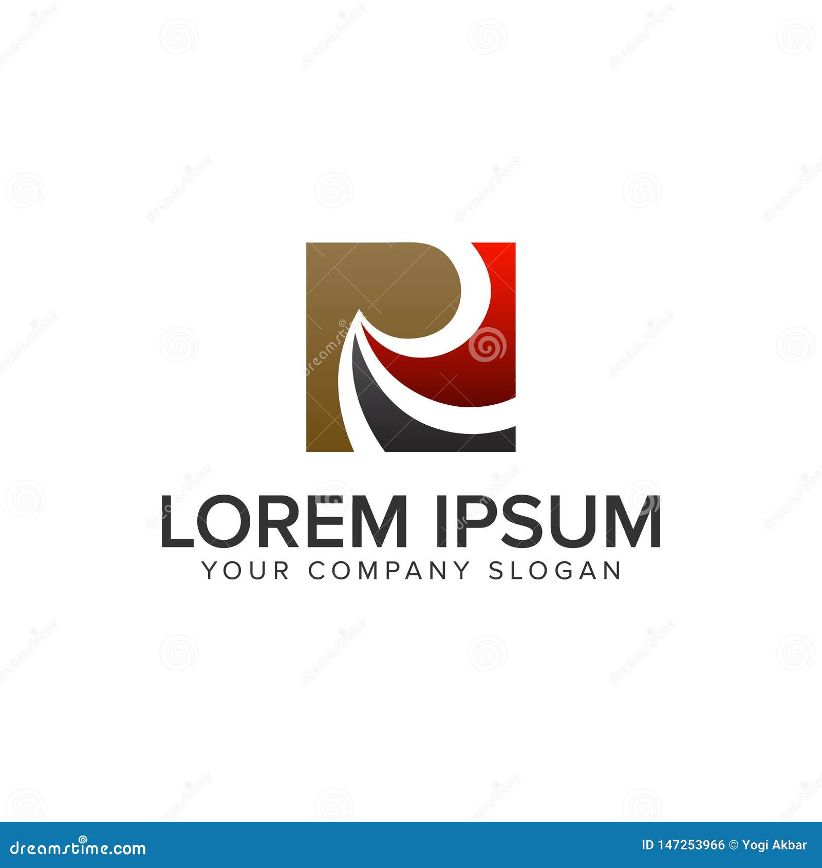 Letter R Square Logo Design Concept Template. Fully Editable Stock ...