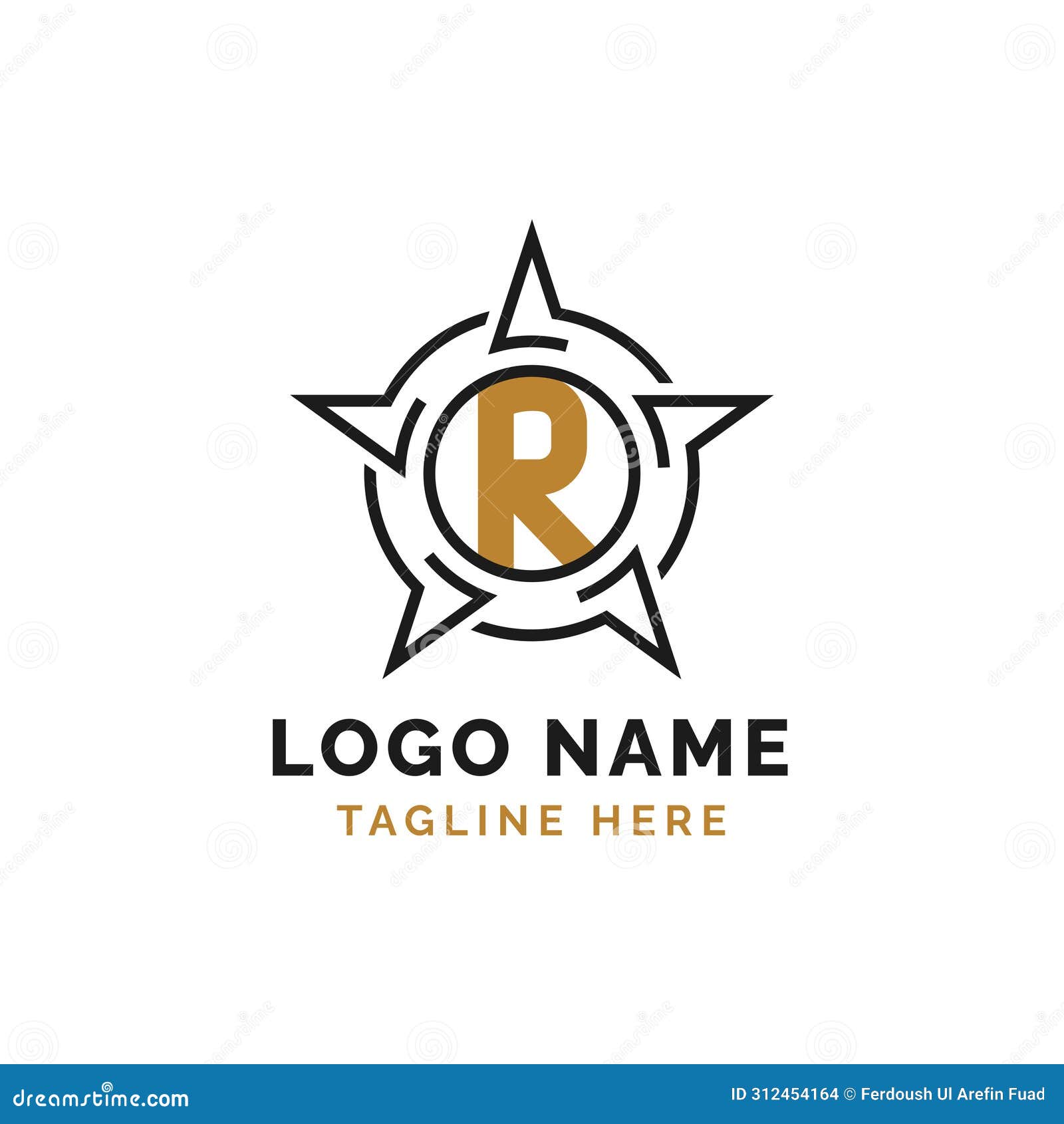 Letter R Star Logo Design. Alphabet R Logo with Star Stock Vector ...