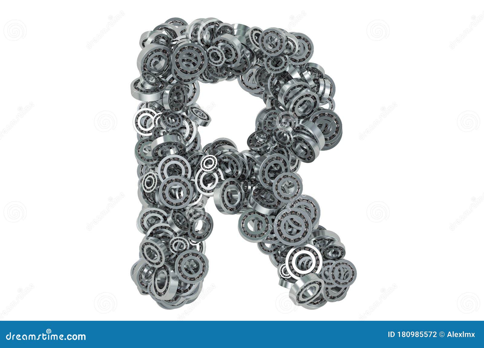 Letter R from Steel Bearings, 3D Rendering Stock Illustration ...