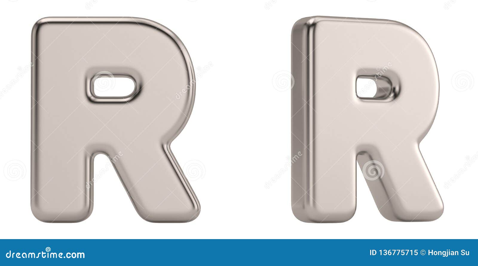 Letter R from Steel Solid Alphabet Isolated on White Background. 3D ...