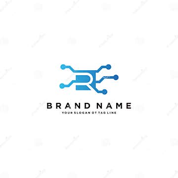 Letter R Tech Logo Design Vector Stock Vector - Illustration of line ...