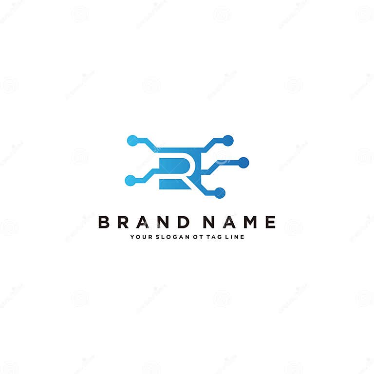Letter R Tech Logo Design Vector Stock Vector - Illustration of line ...