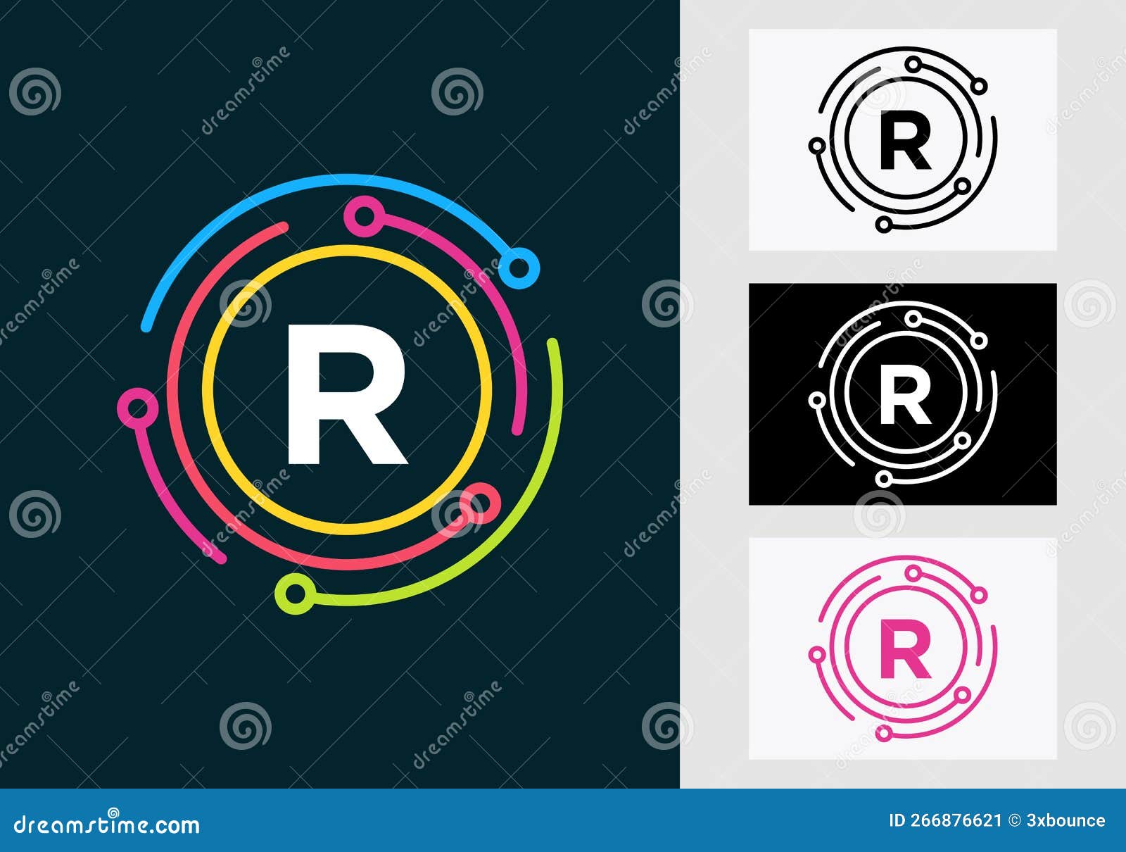 Letter R Technology Logo Design. Network Logo Symbol Stock Vector ...
