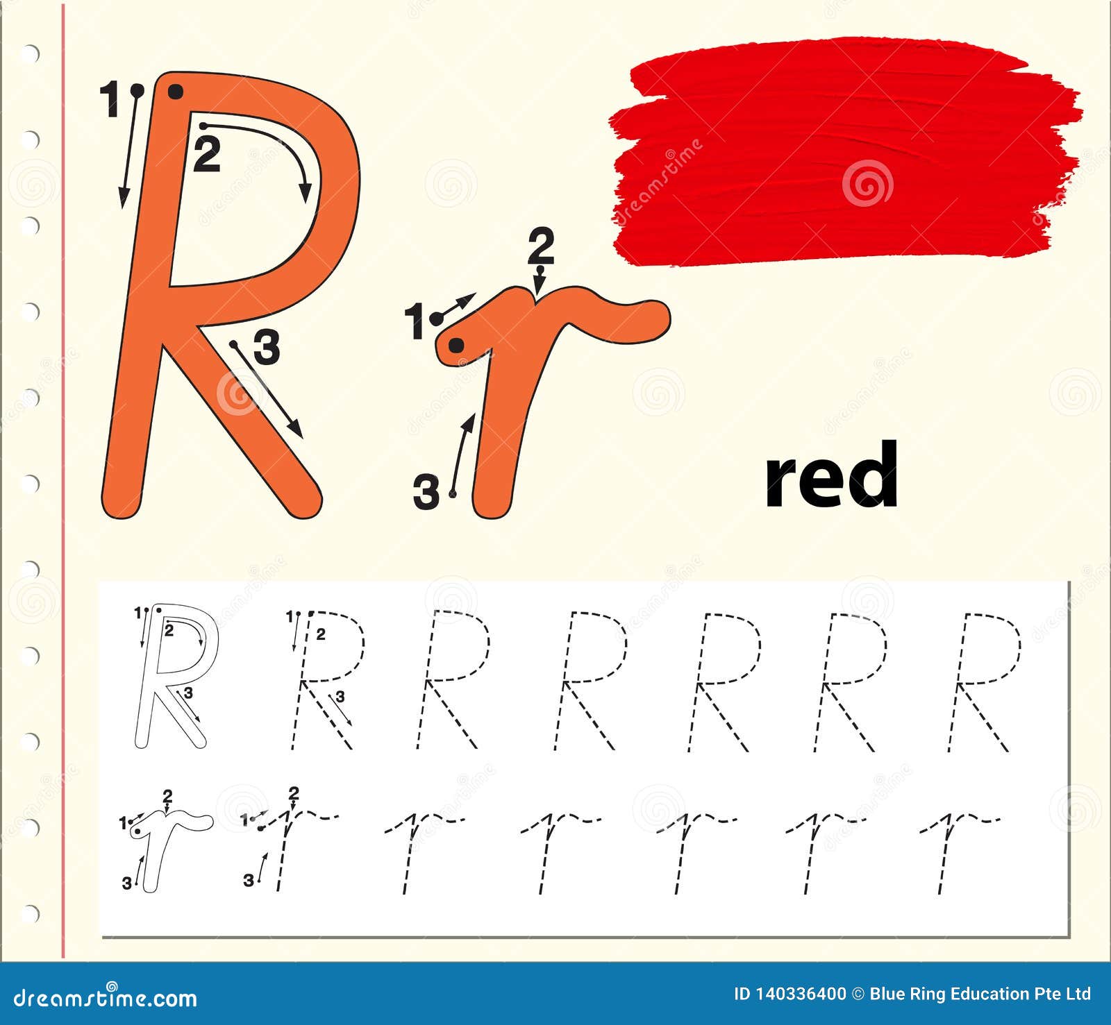 Letter R Tracing Alphabet Worksheets Stock Vector - Illustration of ...