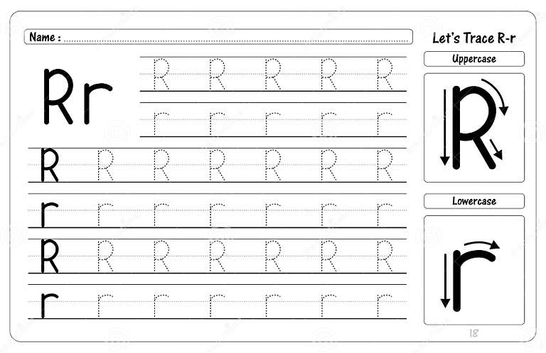 Letter R Tracing and Writing Worksheets Stock Vector - Illustration of ...