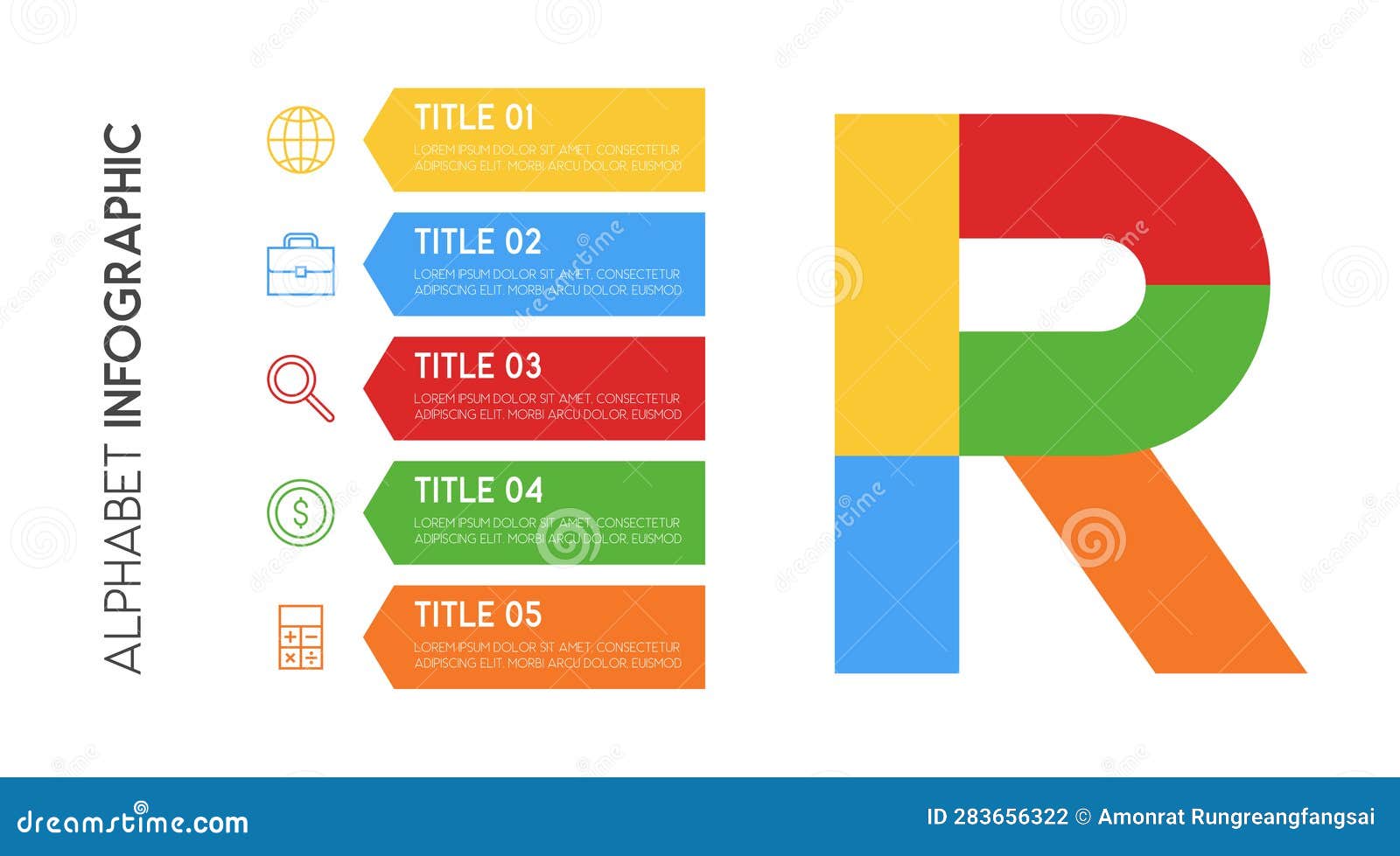 Letter R Vector Alphabet and Other Elements for Infographics Stock ...