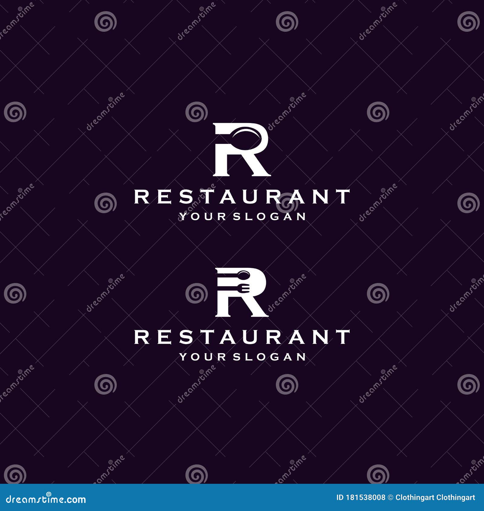 Letter R Vector Logo Design Restaurant Spoon Stock Vector ...