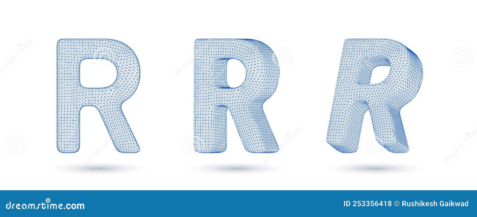 Letter R Wireframe High Polygonal Outline Low Poly Style Vector Design ...
