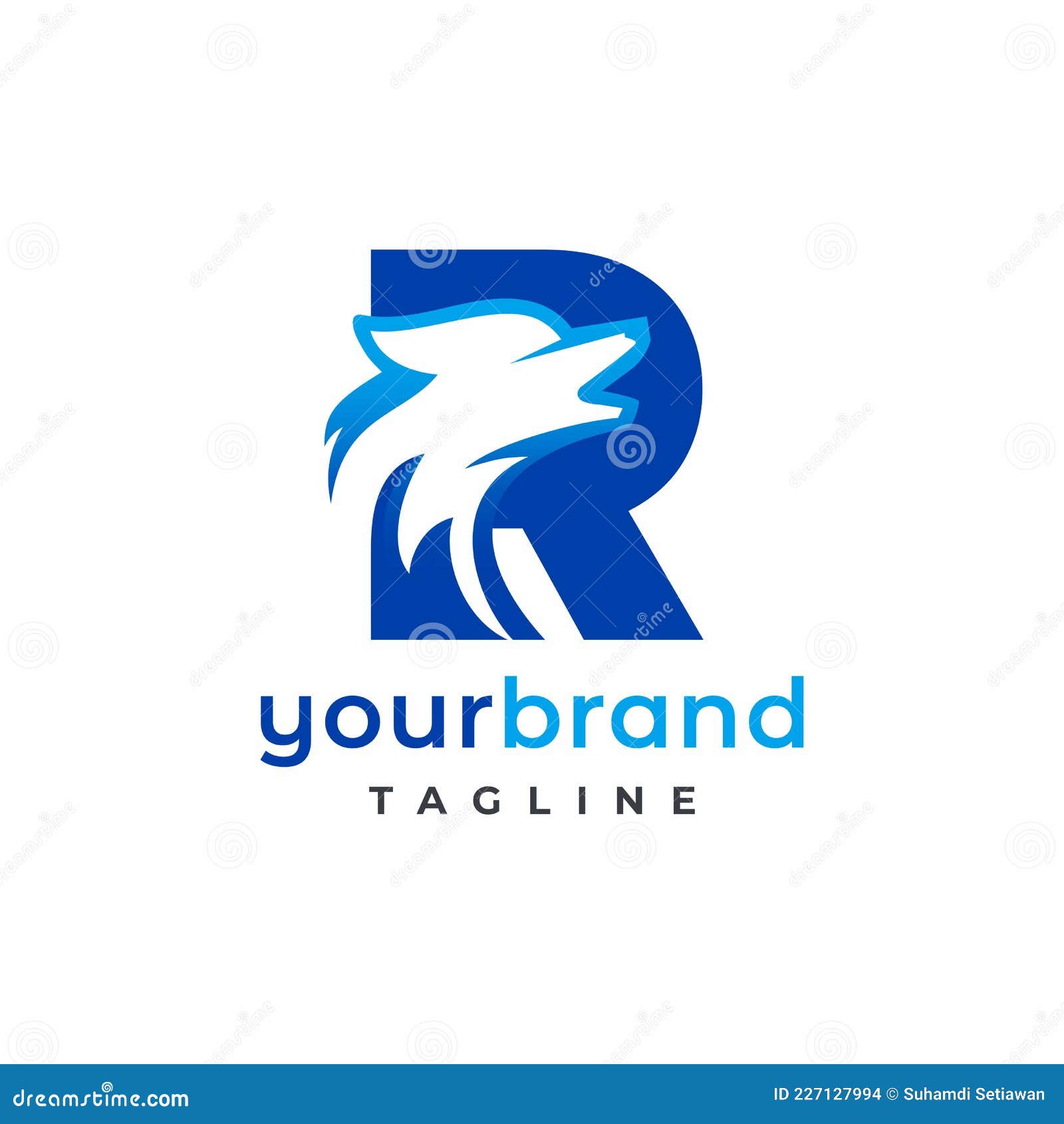 Letter R Wolf Logo Design Vector , Initial Gaming Logo Stock Vector ...