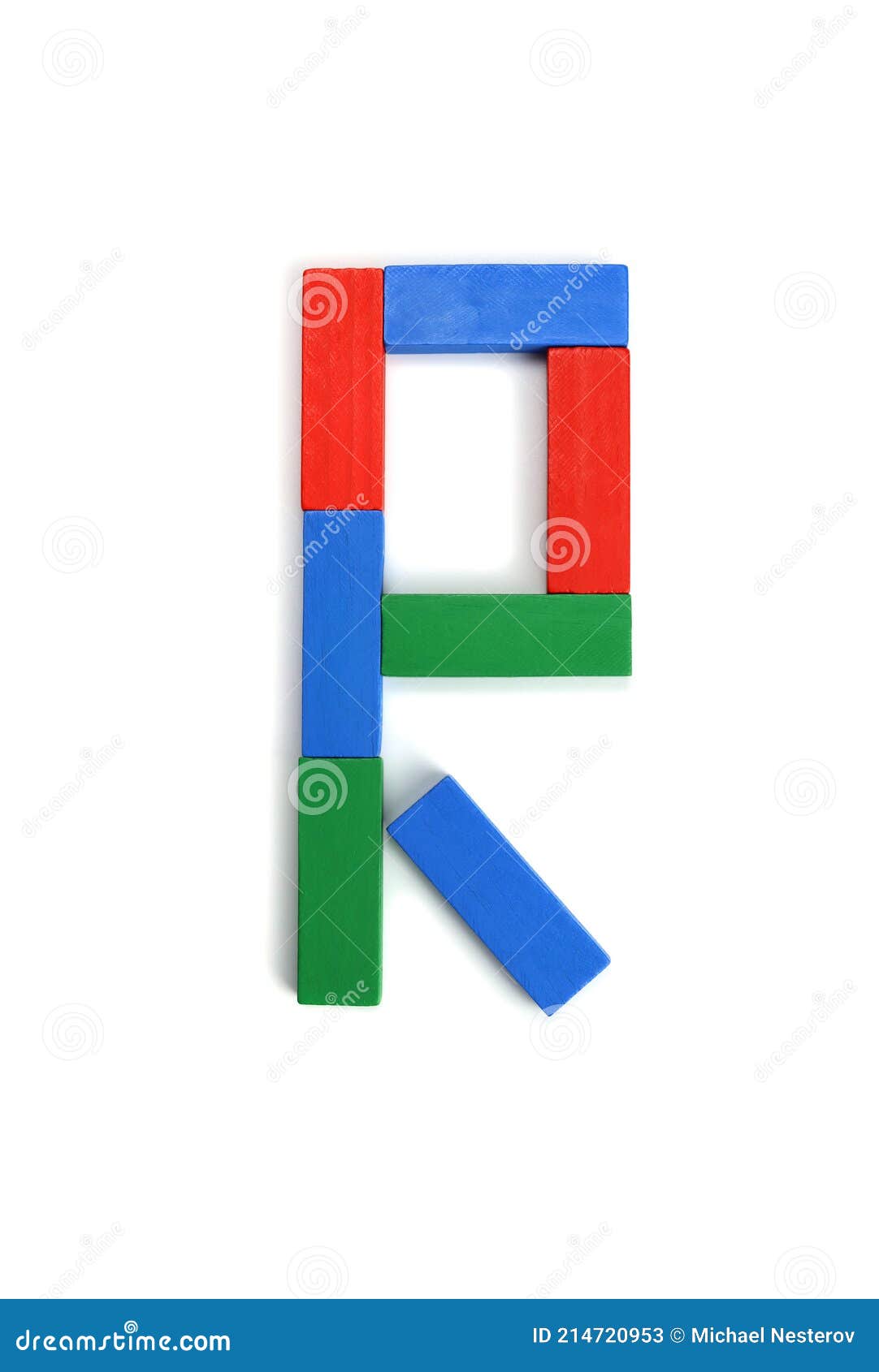 Letter R Written with Colored Wooden Blocks Isolated on White Stock ...