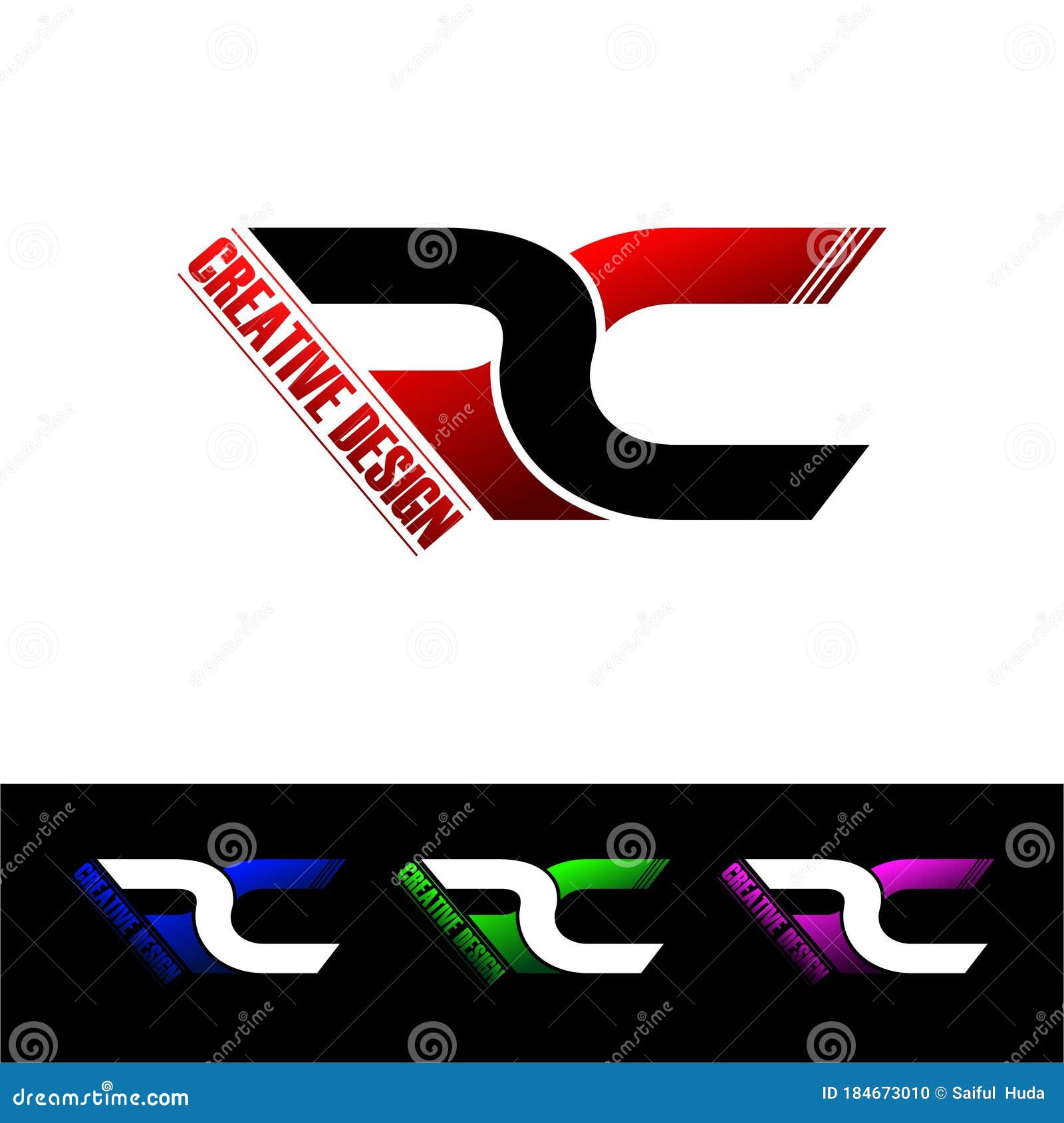 Letter RC Simple Logo Design Vector. Stock Vector - Illustration of ...