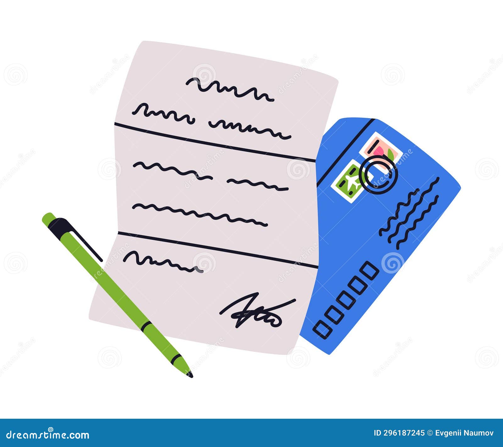 Letter Receive and Send with Envelope and Postage Stamp Vector ...