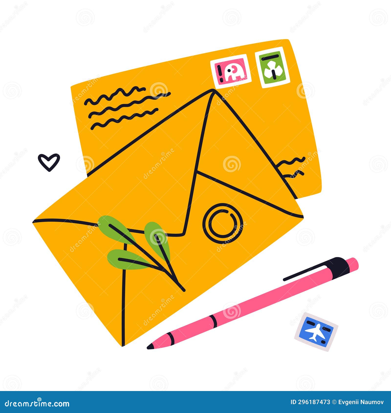Letter Receive and Send with Envelope and Postage Stamp Vector ...