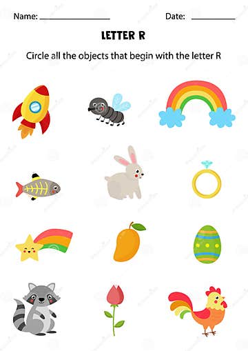 Letter Recognition for Kids. Circle All Objects that Start with R ...