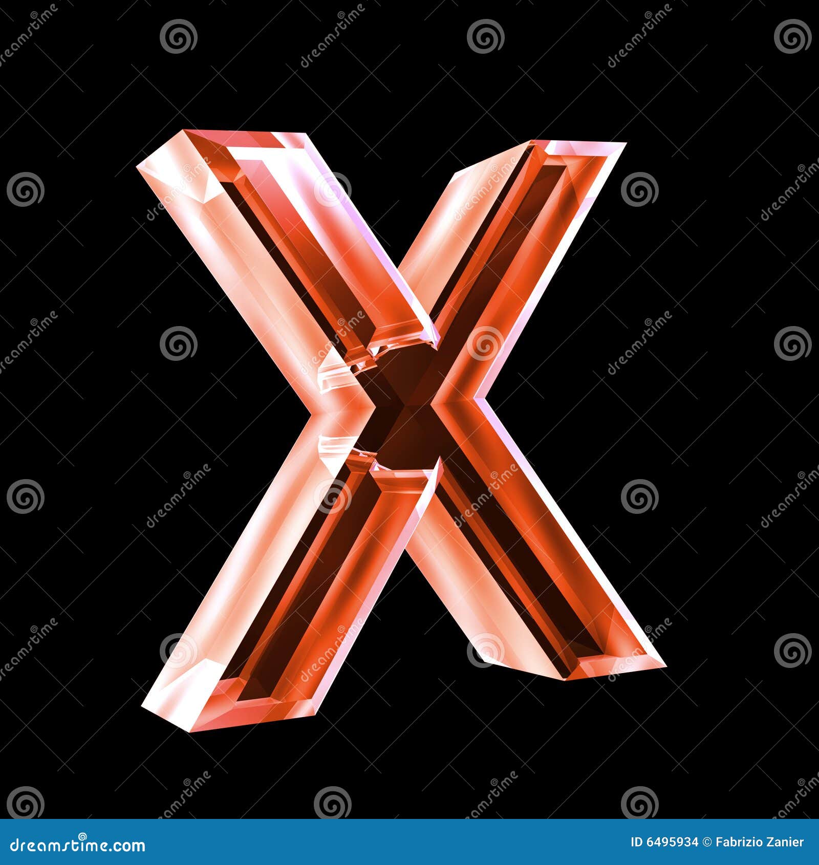 Letter X in red glass 3D stock illustration. Illustration of conceptual ...