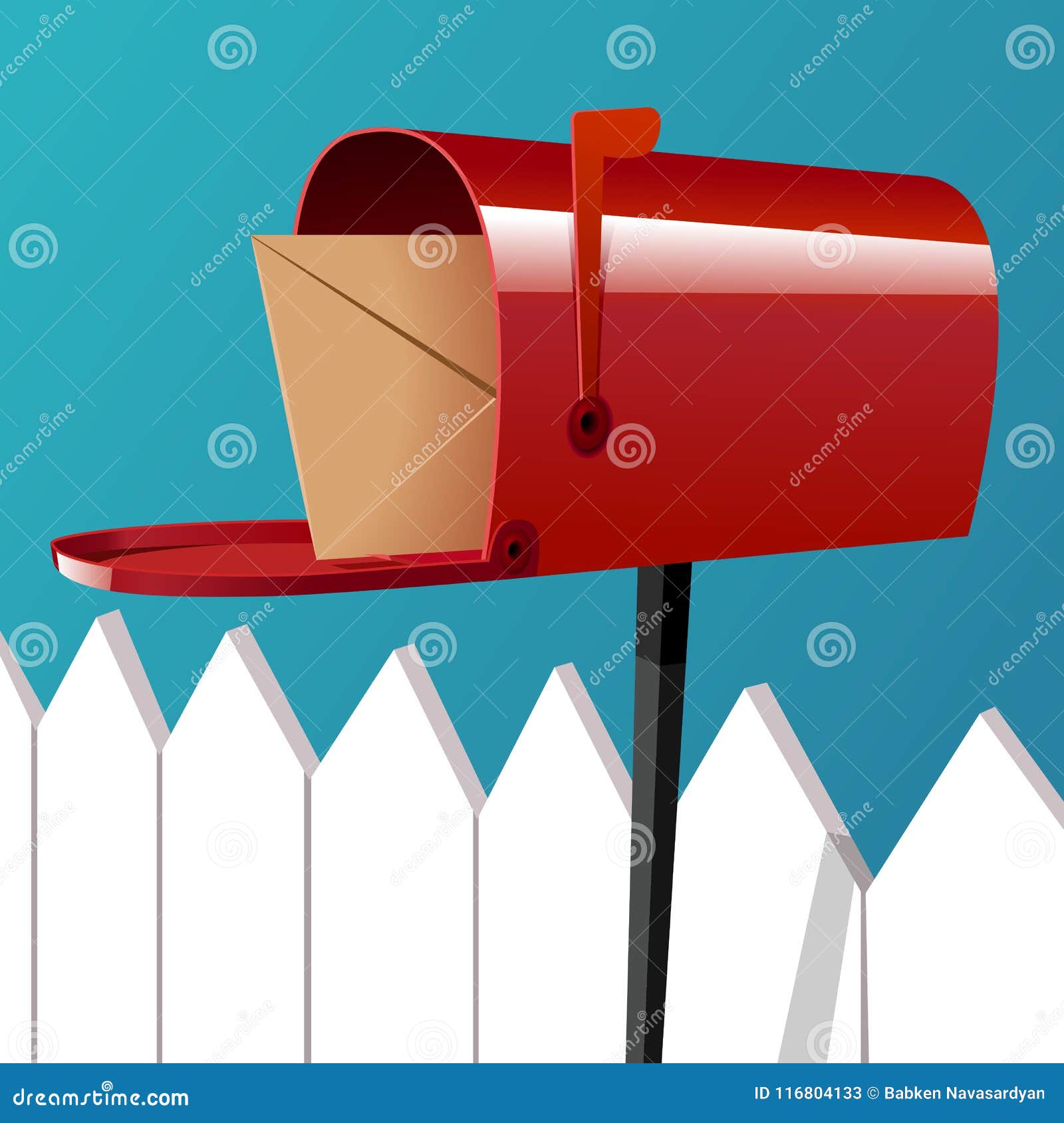 Letter in red mailbox stock vector. Illustration of correspondence ...